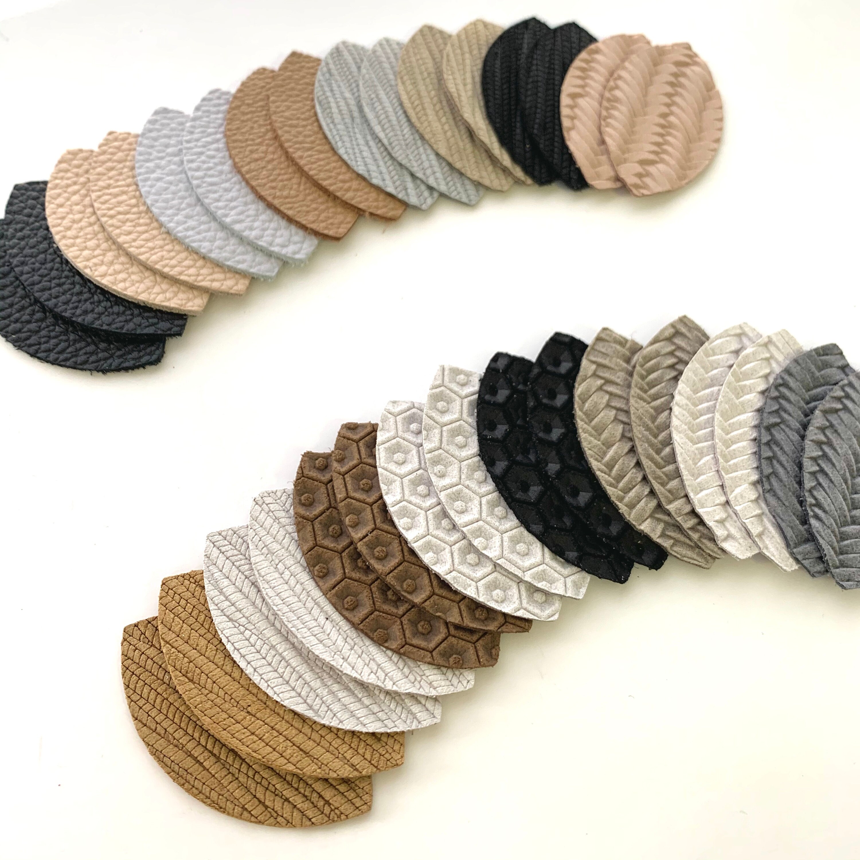 NEUTRALS Leather LEAF SHAPE Teardrop Sample Pack Embossed | Etsy