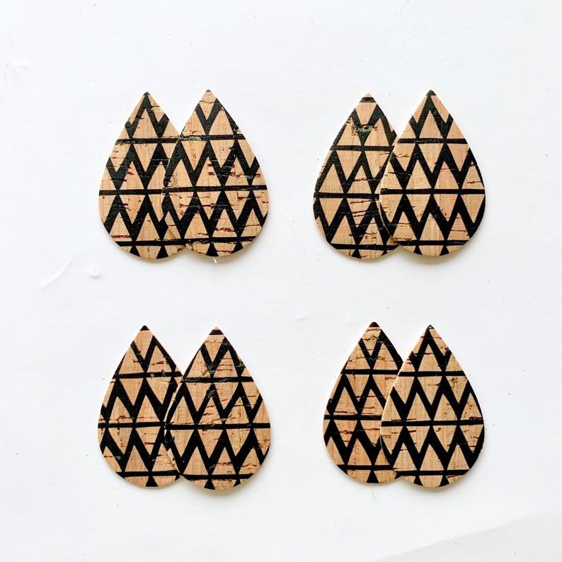 NEW Modern Diamond Geometric Cork Fabric Teardrop Earring | Etsy
