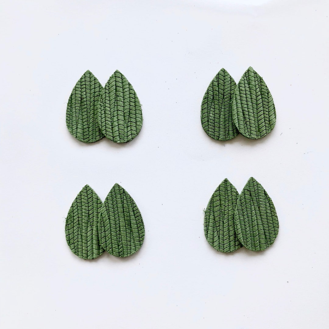 TINY SMALL Forest Green Palm Leaf Leather Teardrop Earring Supplies ...