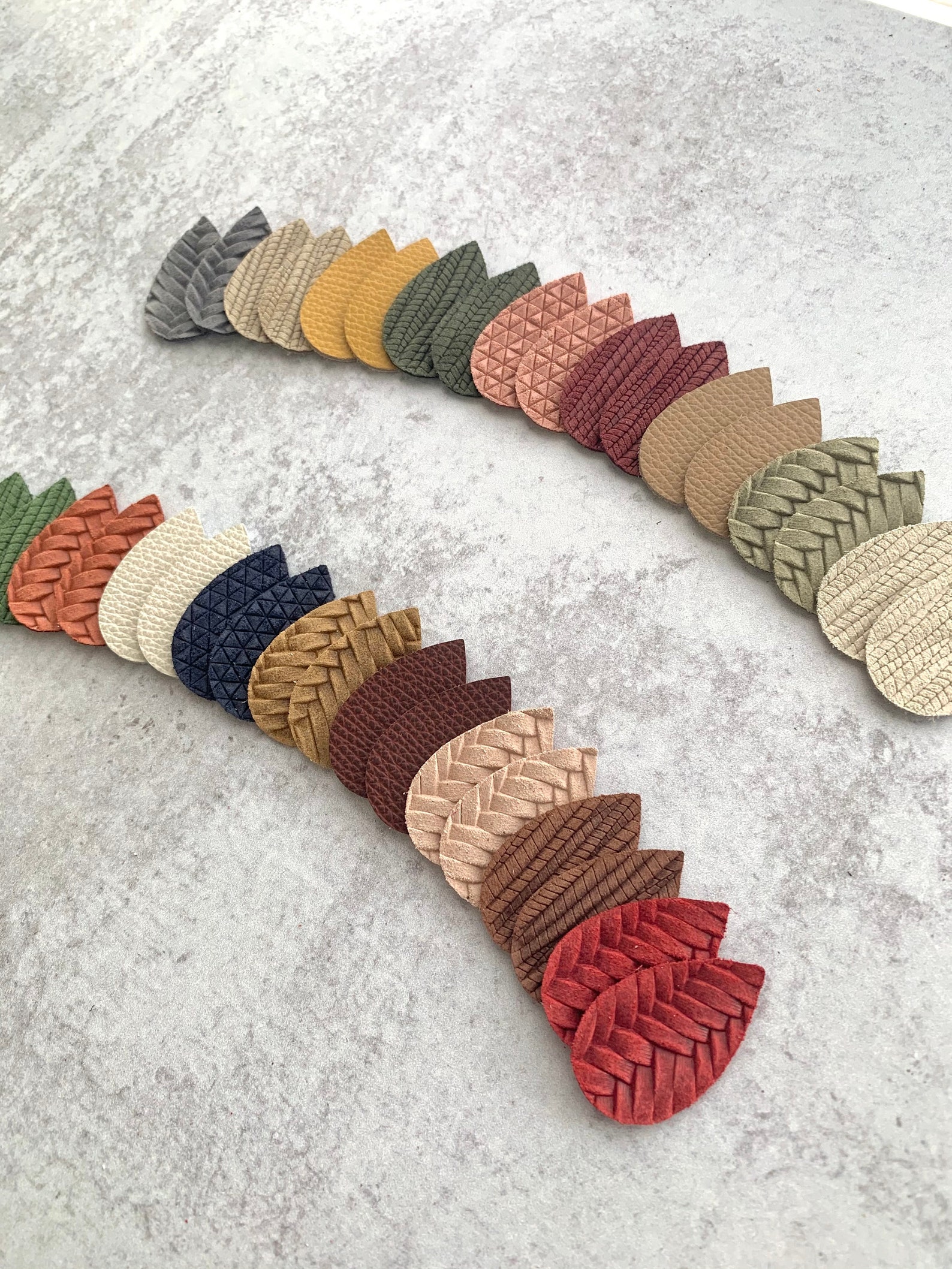 New! Autumn Fall Earth Tones Colors Leather TINY Teardrop Sample Pack ...