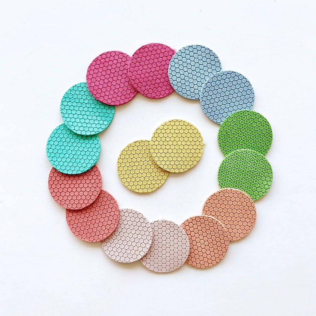 Honeycomb Embossed Circle Leather Earring Teardrops, Genuine Leather ...