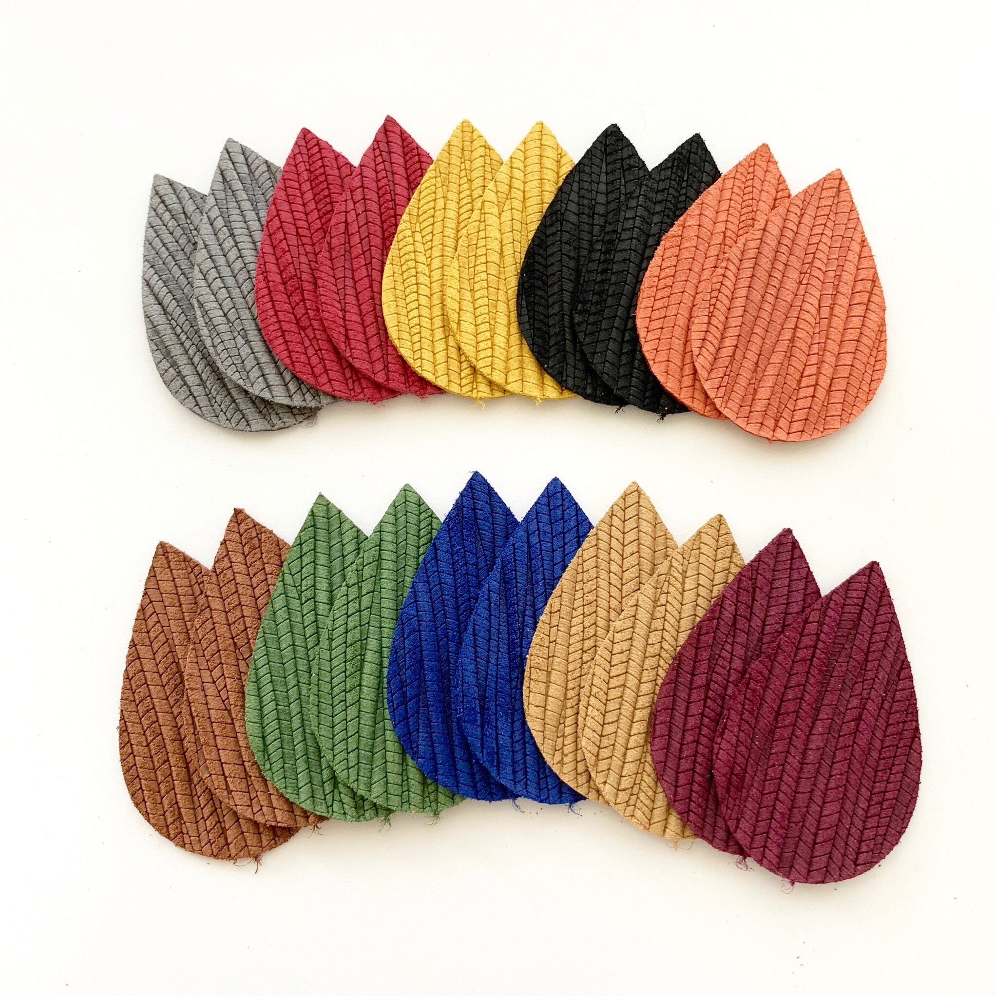 NEUTRALS Leather Teardrop Sample Pack Mixed Embossed Leather - Etsy