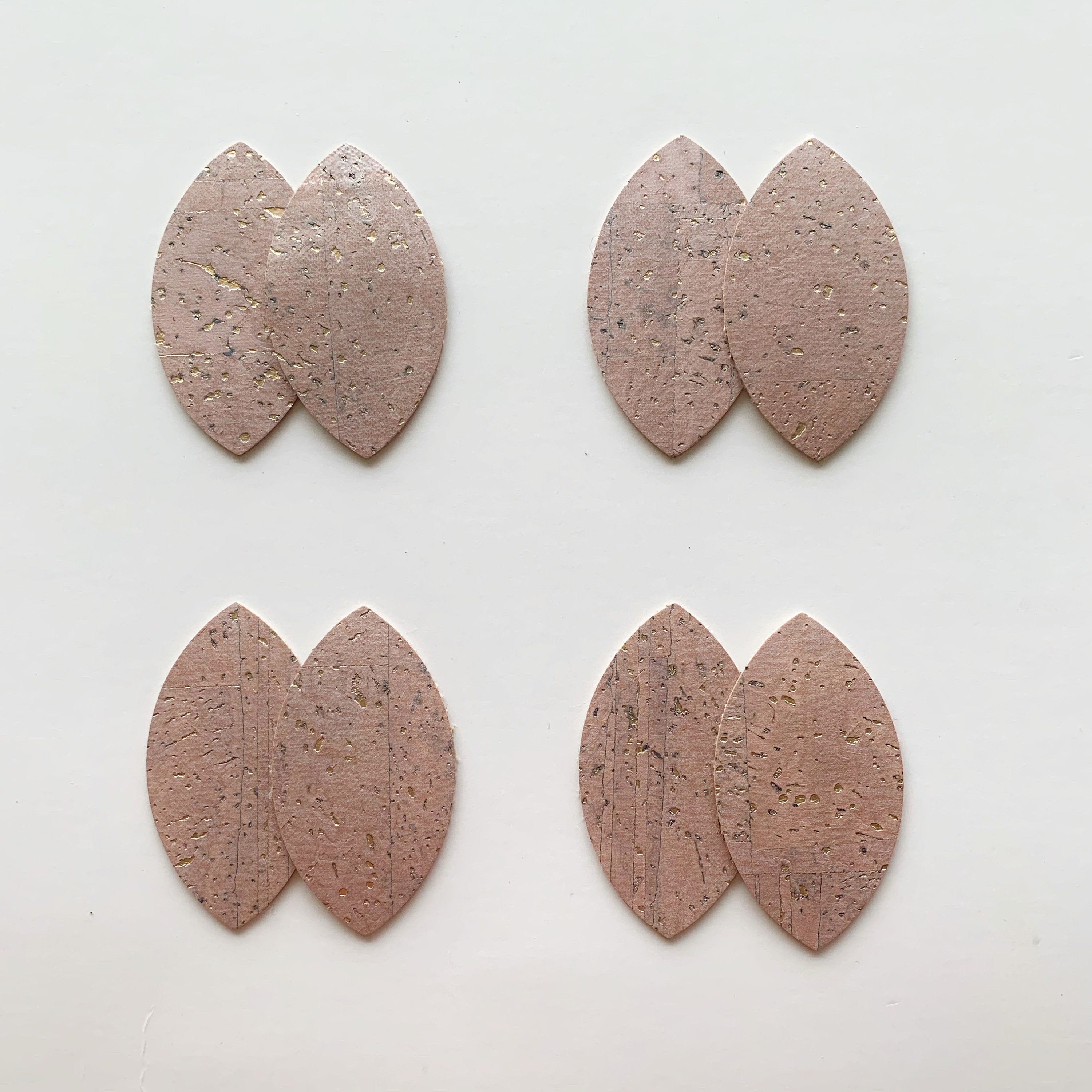 Rose Gold Cork LEAF Shape 4 Pair Cork Fabric Teardrop Earring - Etsy