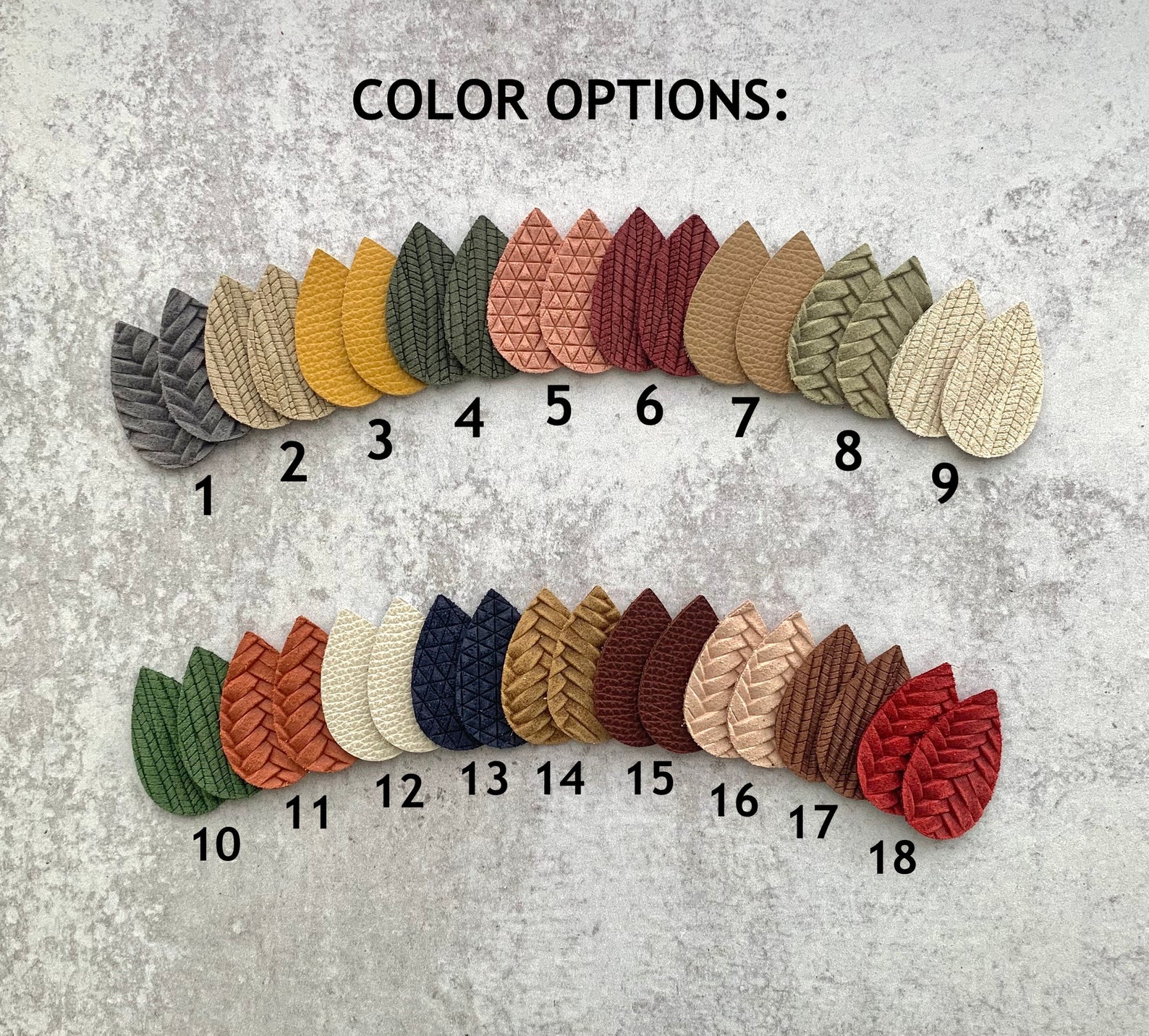 New! Autumn Fall Earth Tones Colors Leather TINY Teardrop Sample Pack ...