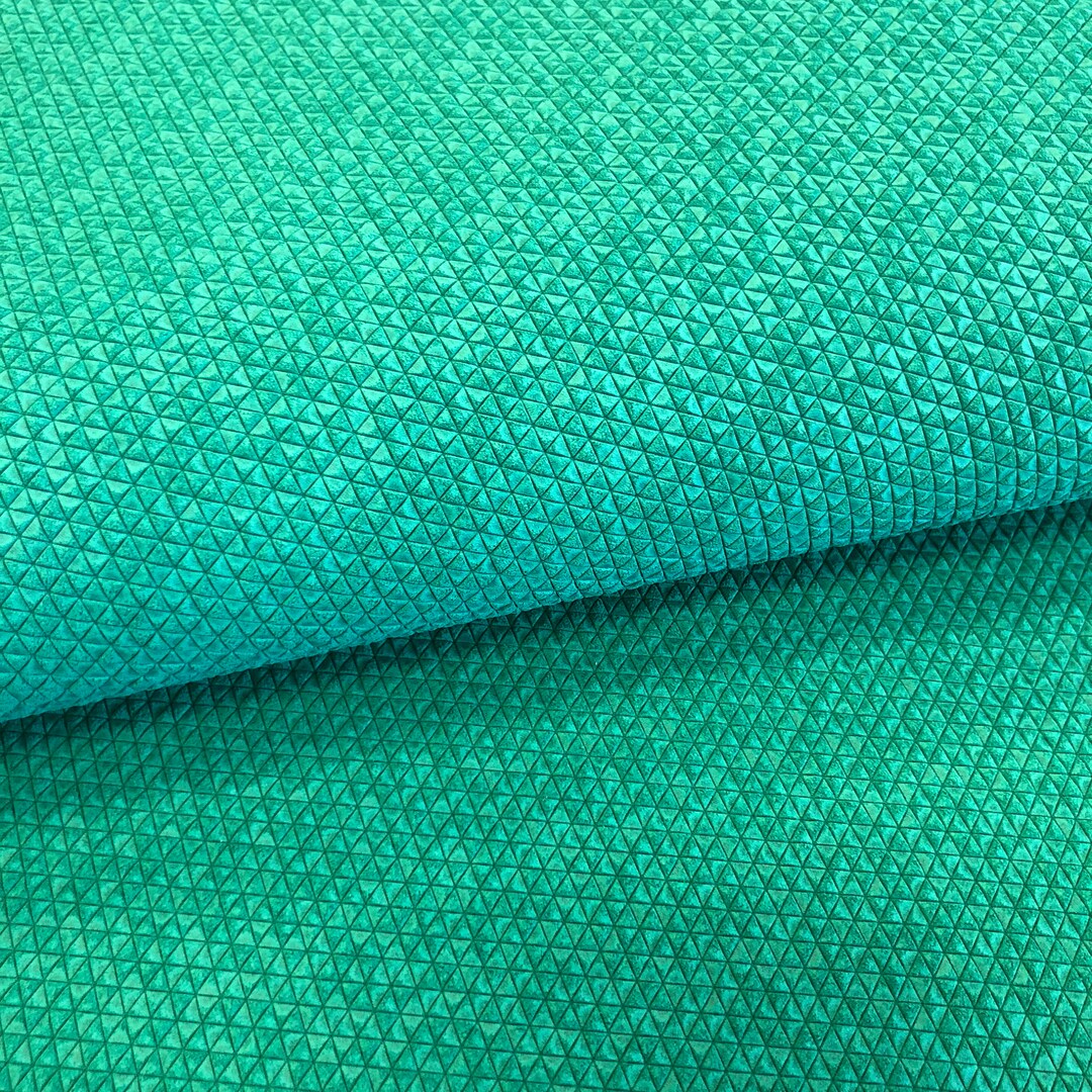 New! EMERALD GREEN Triangle Geometric Embossed Genuine Leather 12x12 ...