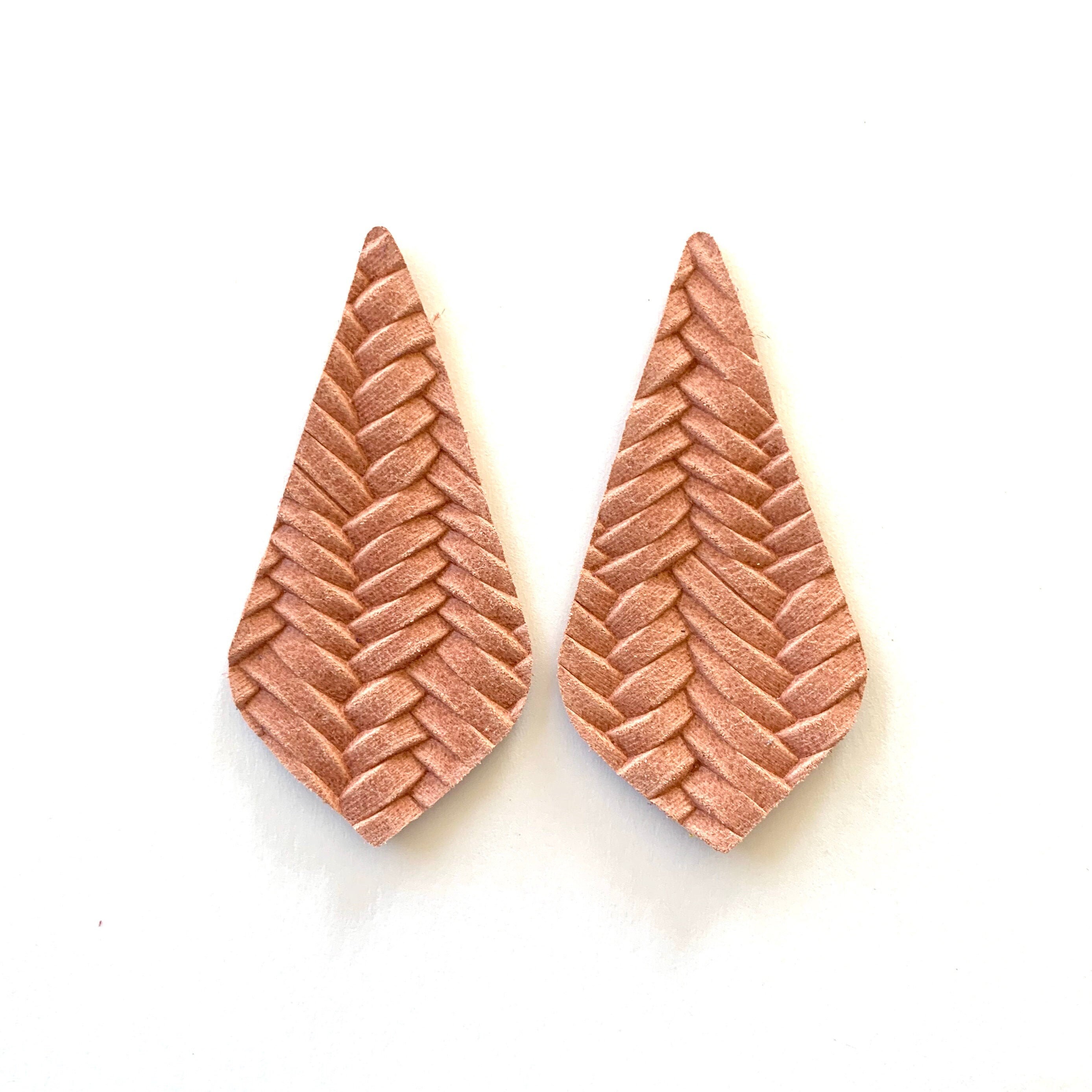 New SEAFOAM GREEN Fishtail Braided Leather POINTED Teardrops | Etsy