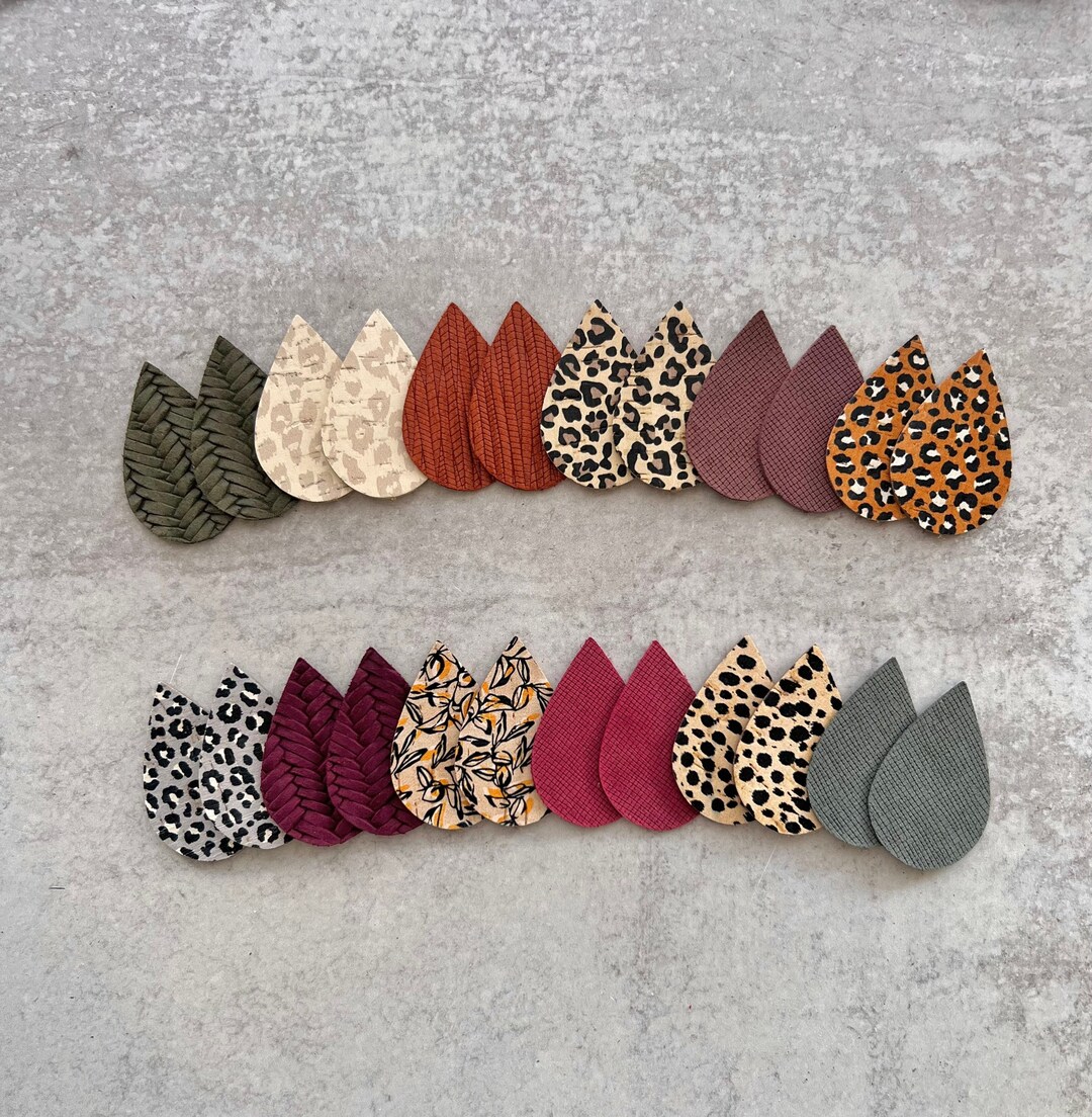 New! Fall Colors & Leopard Prints Leather DIY Earring Blanks Teardrop ...
