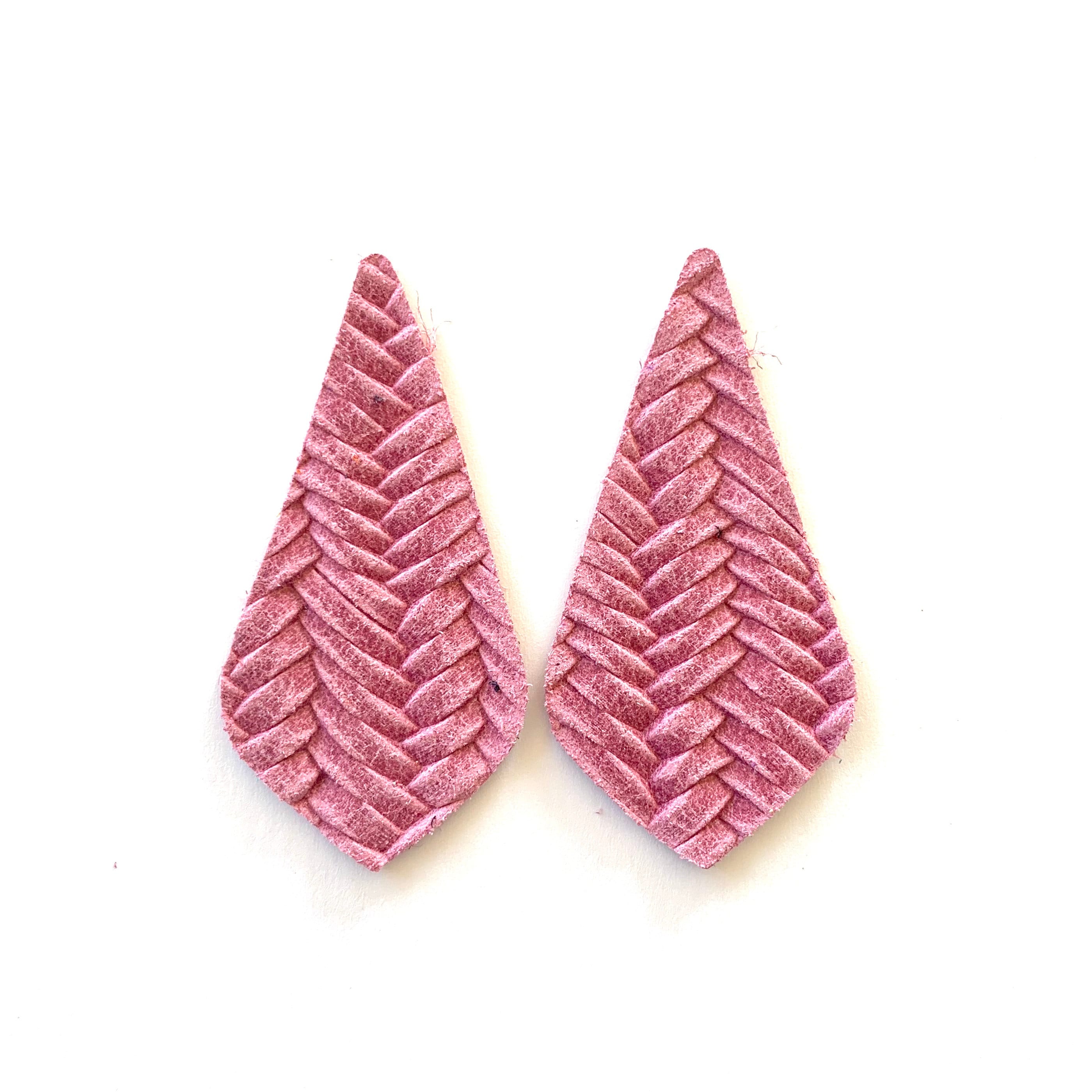 New CORAL PINK Fishtail Braided Leather POINTED Teardrops | Etsy