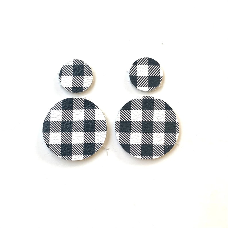Black and White Buffalo Plaid With Black Luxe Double Circle Earring ...