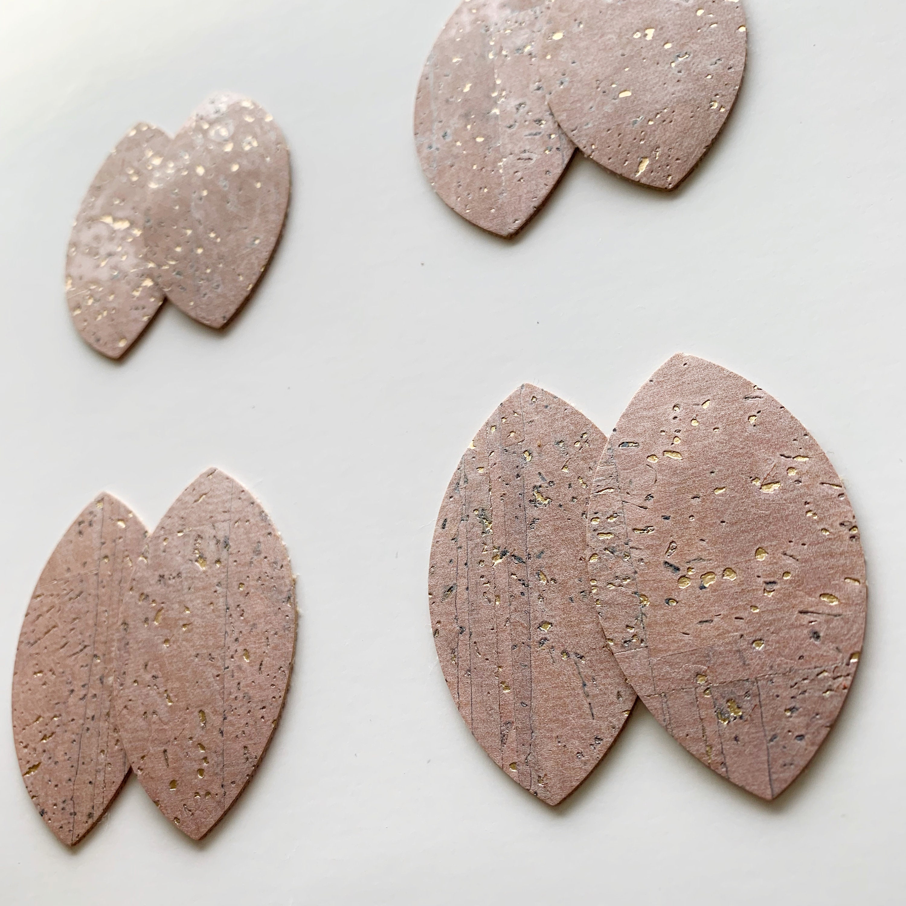 Rose Gold Cork LEAF Shape 4 Pair Cork Fabric Teardrop Earring - Etsy