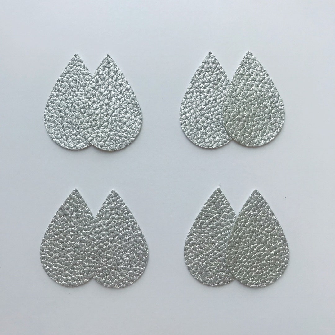Metallic Silver Faux Leather Teardrop Shapes for Earrings, 4 Pairs ...