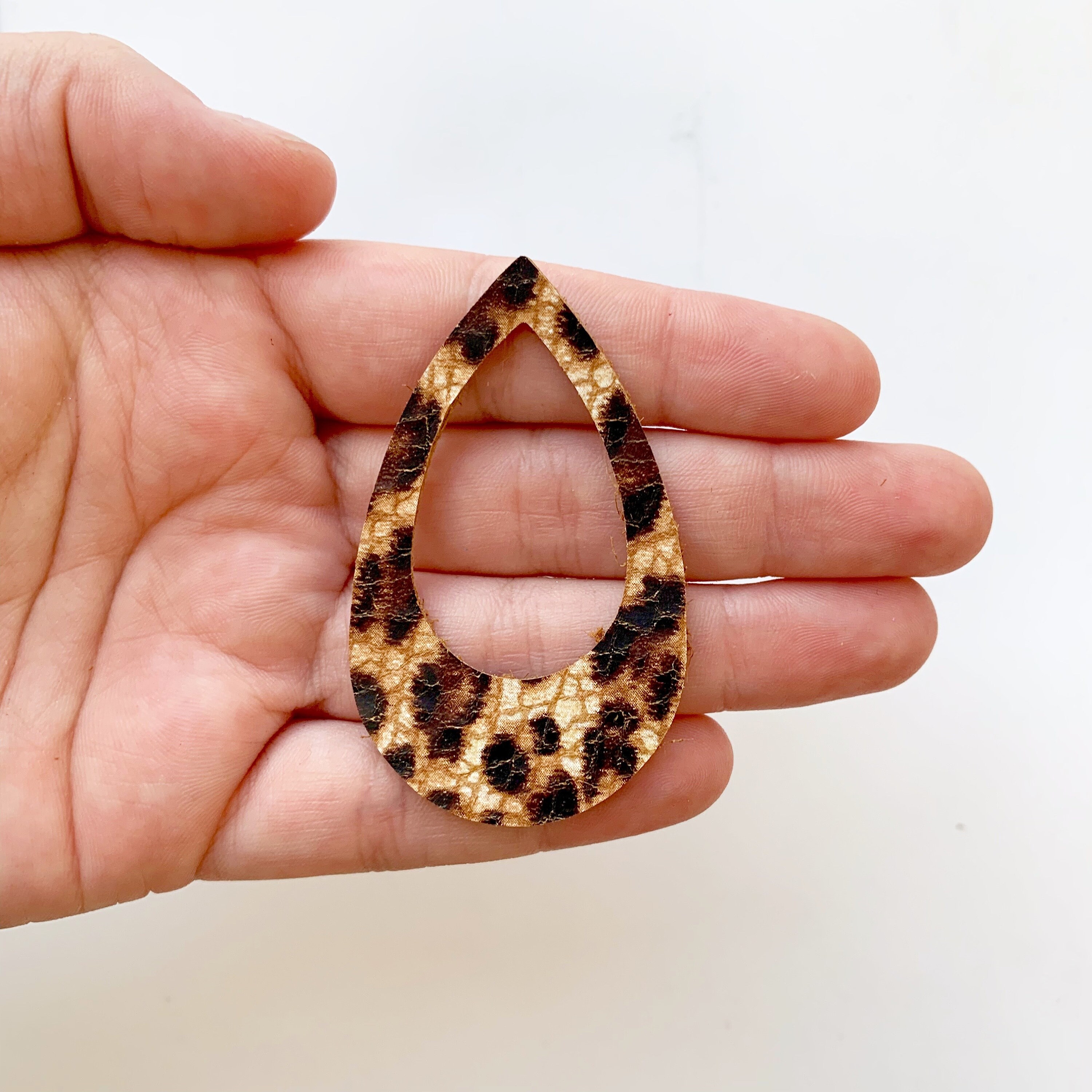 Leopard Print Leather Teardrop Cut-out Shapes 4 Pairs | Etsy