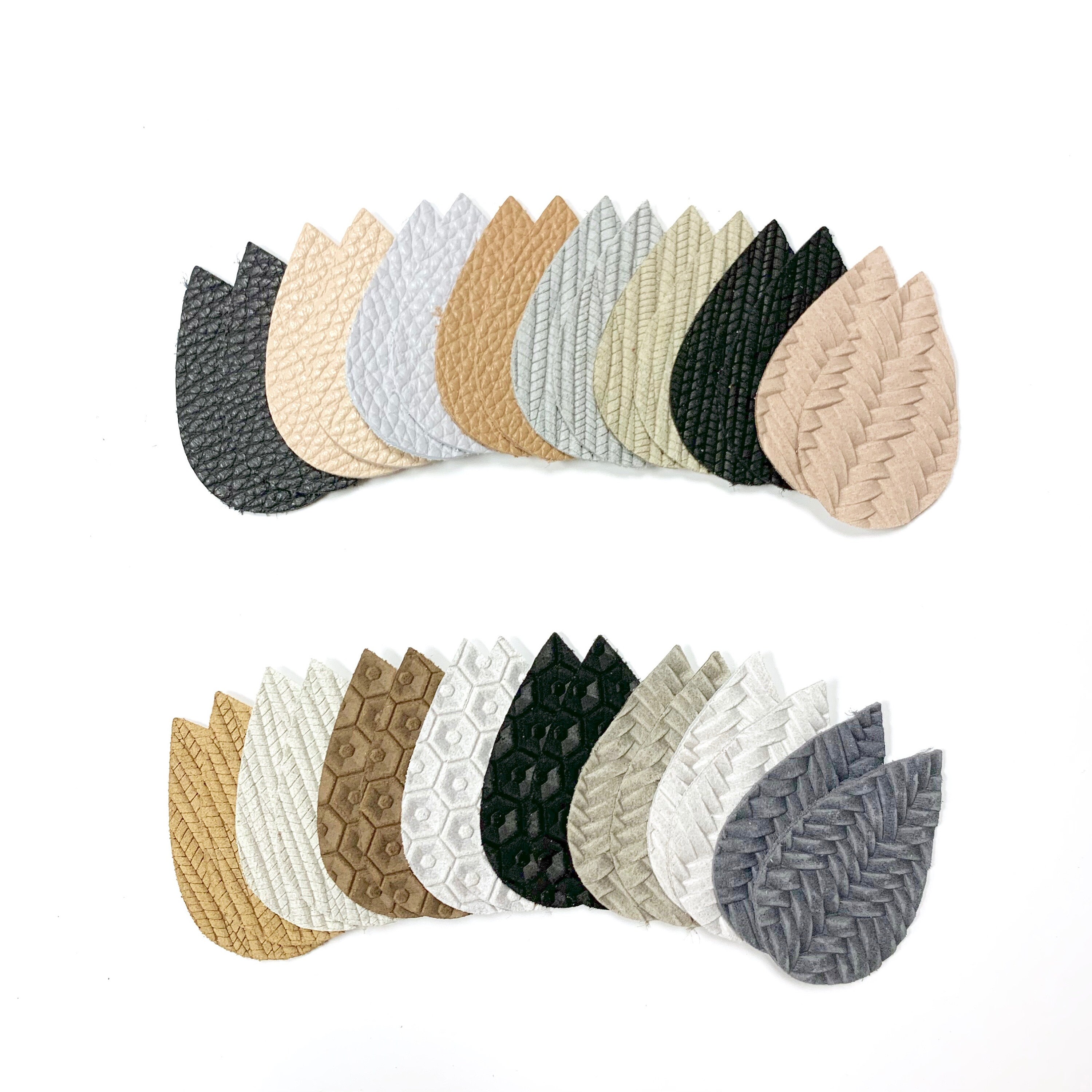 NEUTRALS Leather Teardrop Sample Pack Mixed Embossed Leather - Etsy