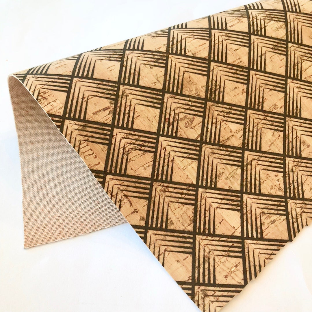 Natural Black Geometric Cork Fabric 12x12" Sheet for DIY Jewelry ...
