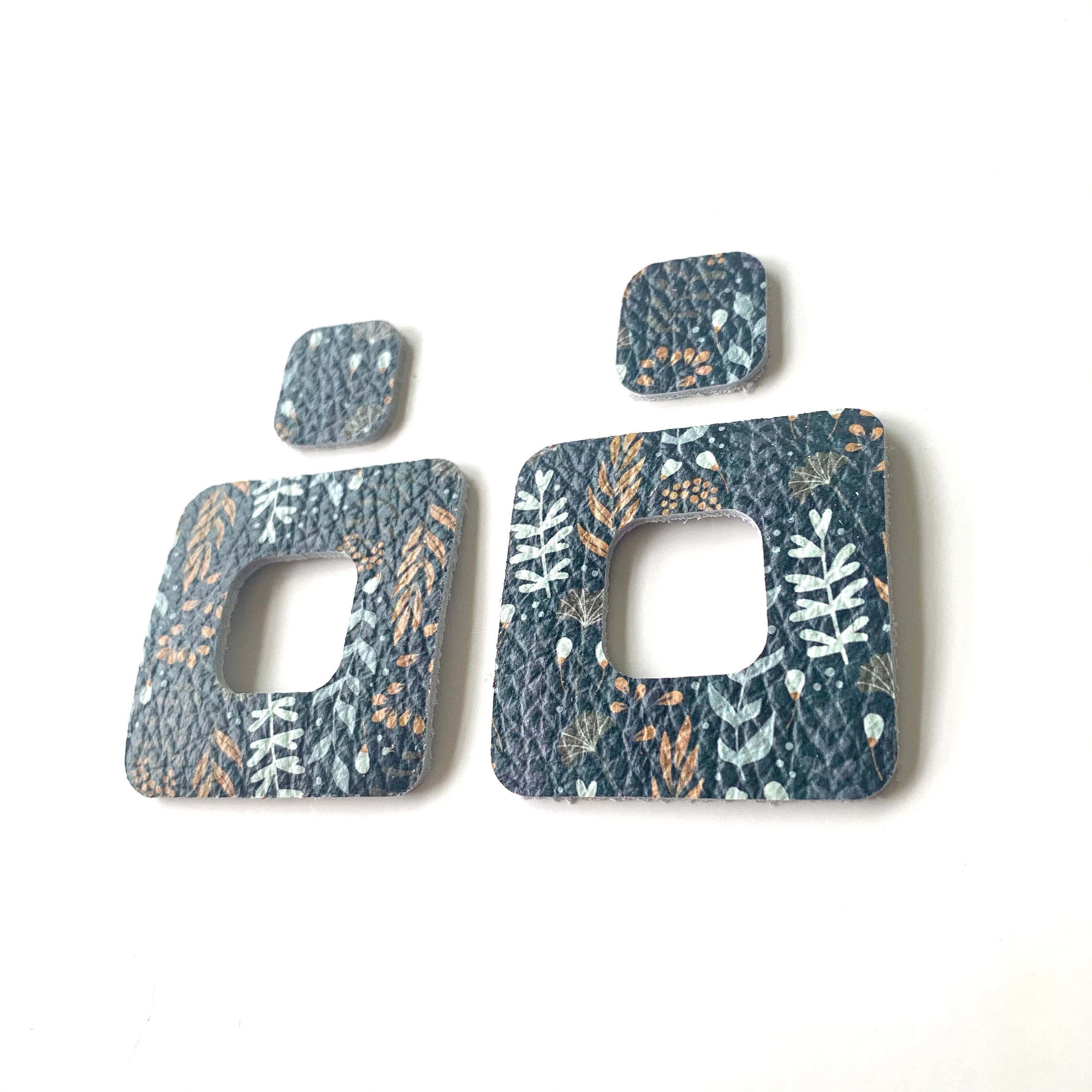 New Black and White Herringbone Leather Square Cut-out Shape | Etsy