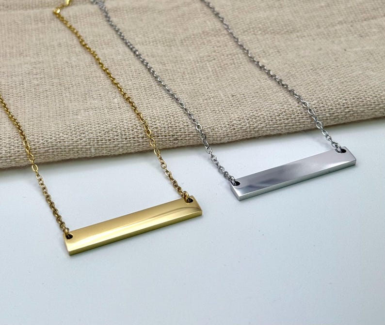 Bar Necklace Blanks for Laser Engraving, Gold Silver Horizontal Bar ...