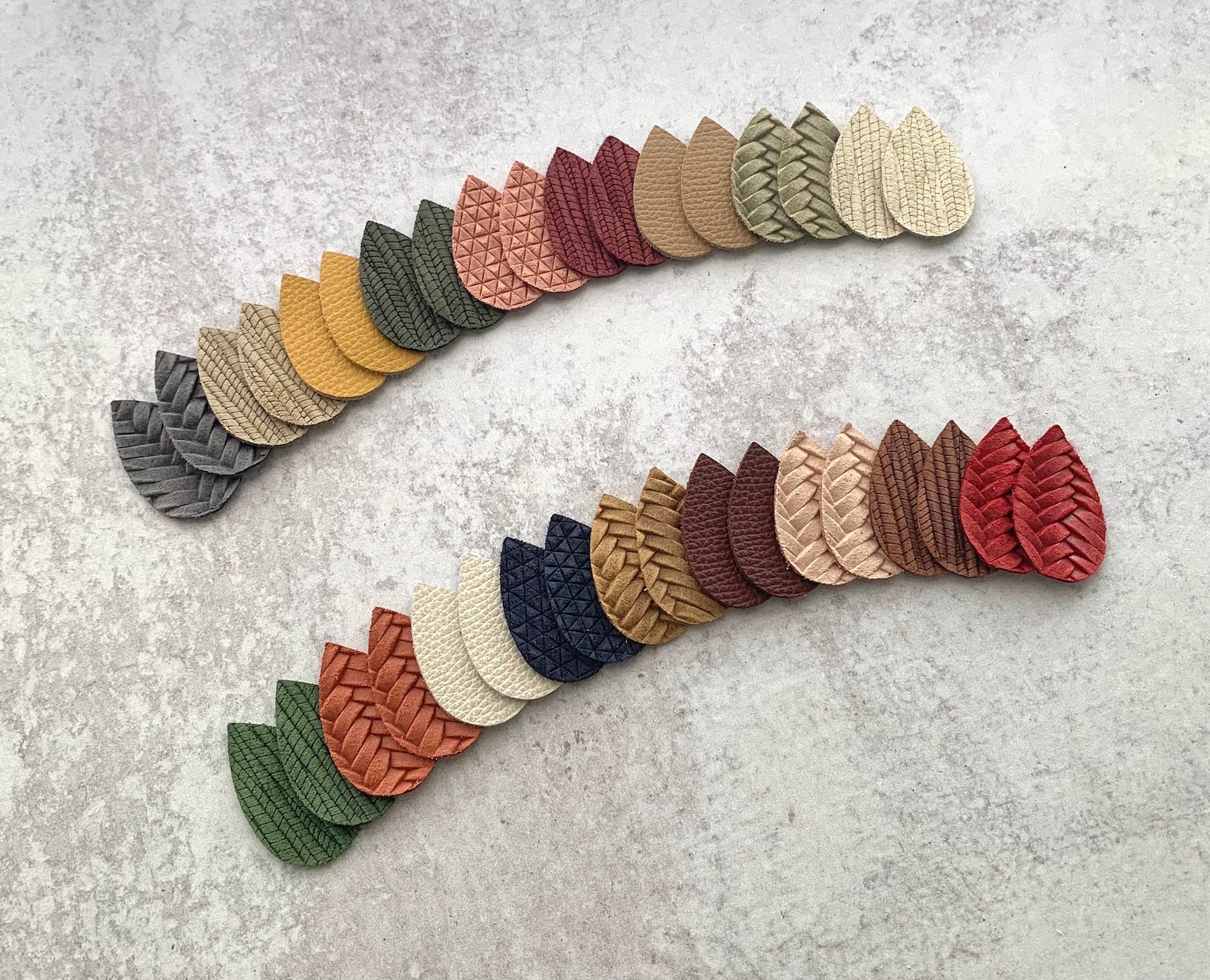 New! Autumn Fall Earth Tones Colors Leather TINY Teardrop Sample Pack ...