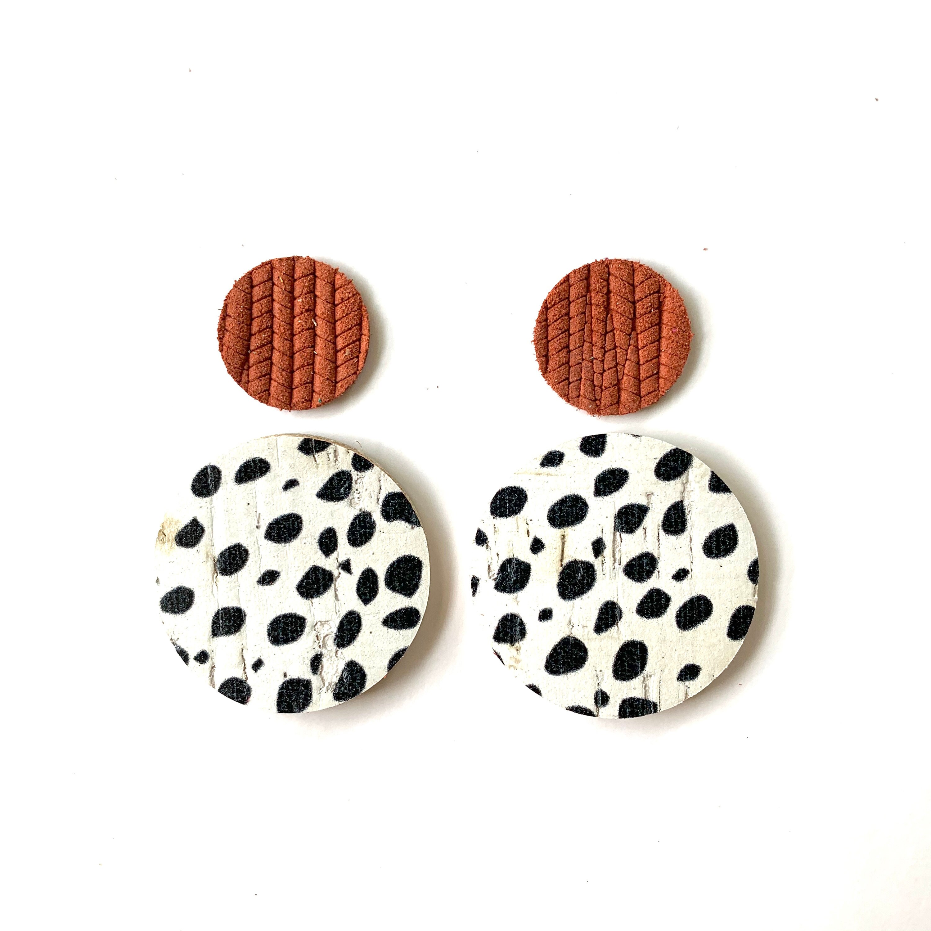 Summer Desert CORK Print and Colorful Tiny Circle Funky Double Earring ...