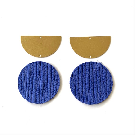 NEW Royal Blue Palm Leaf Embossed Circle With Half Circle | Etsy