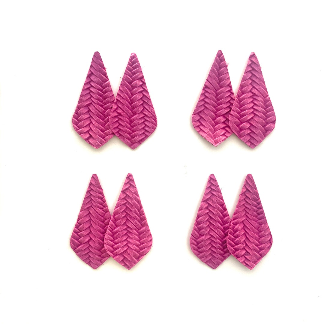 New HOT PINK Fishtail Braided Leather POINTED Teardrops New - Etsy