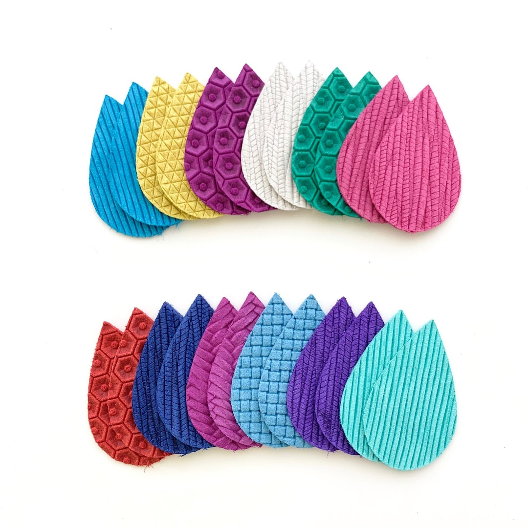 Colorful BRIGHT & BOLD Teardrop Sample Pack, Mixed Embossed Leather ...