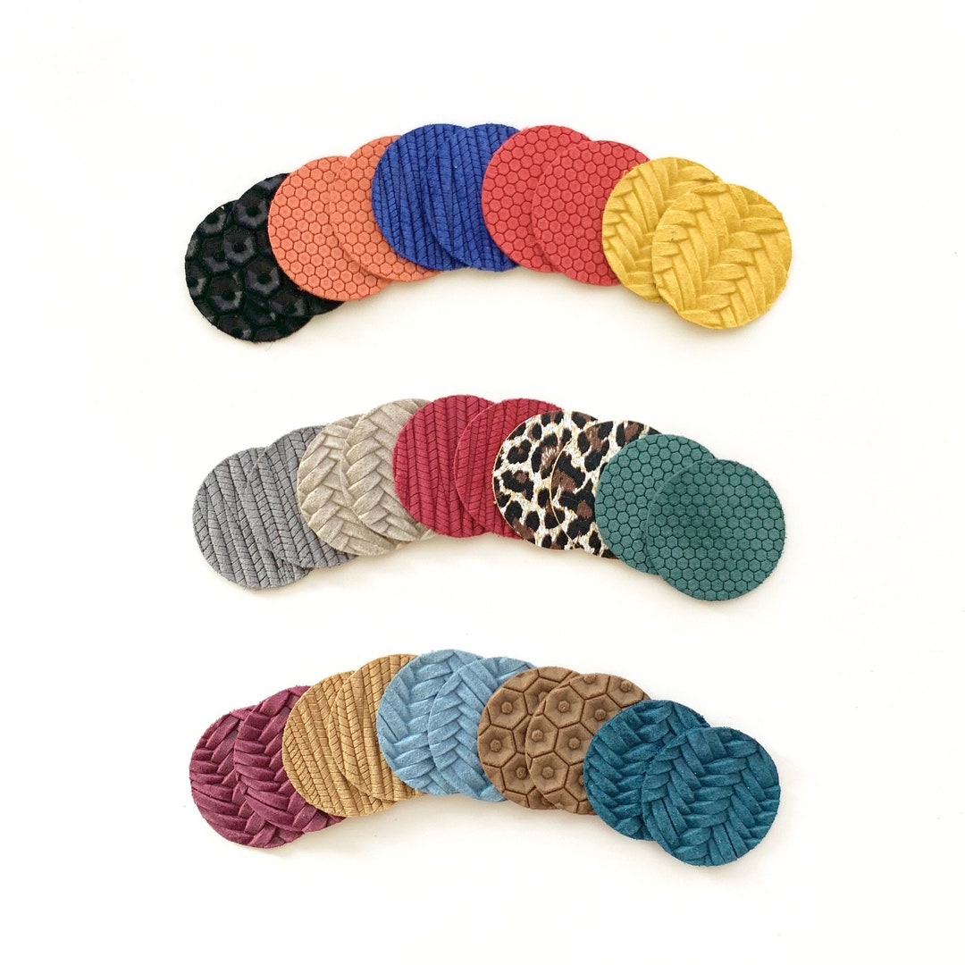 Leather Circle Teardrop DIY Sample Pack, Fall Colors Embossed Teardrop ...