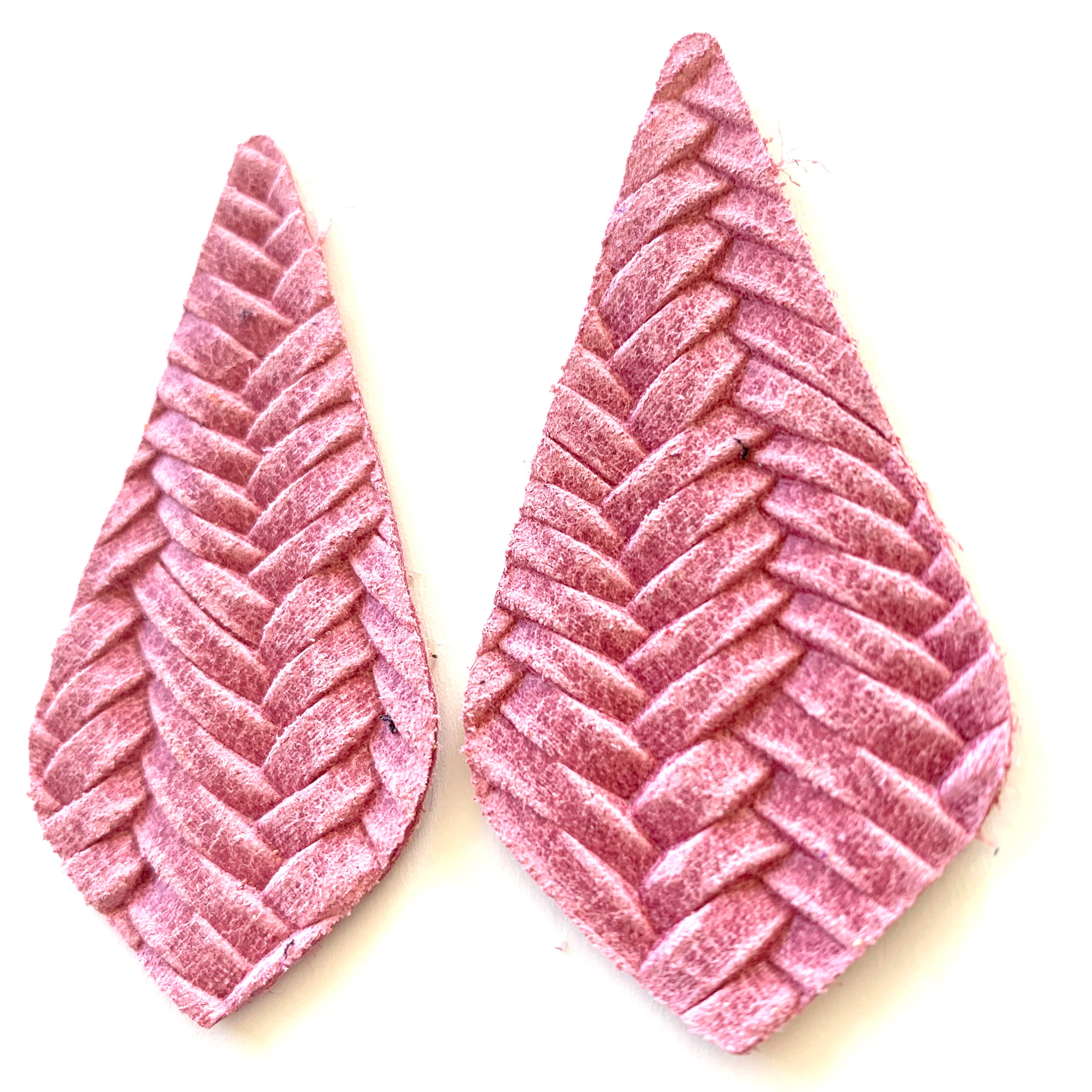 New CORAL PINK Fishtail Braided Leather POINTED Teardrops - Etsy