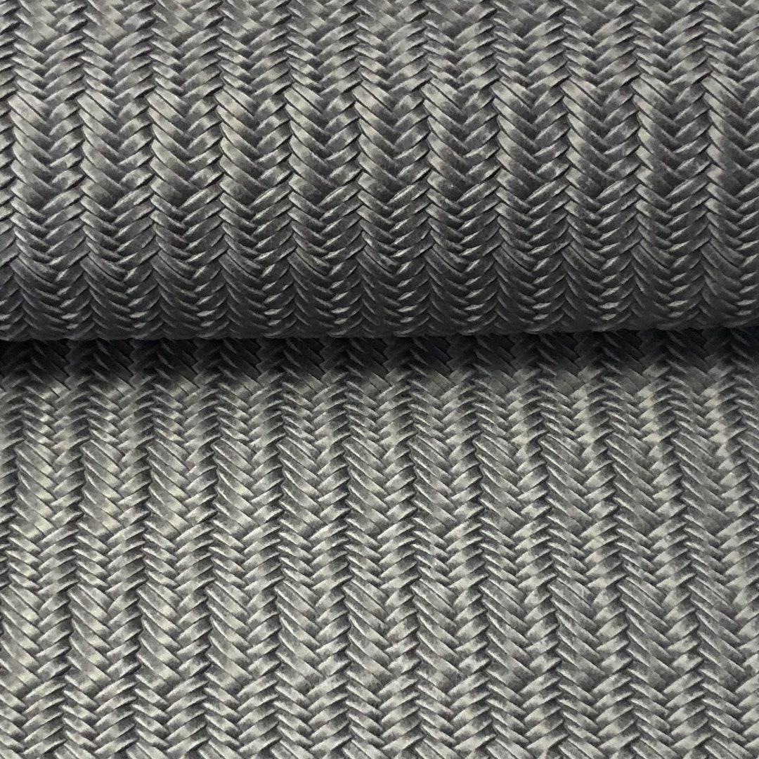 ASH GRAY Leather Sheet, Braided Fishtail Embossed Leather Fabric ...