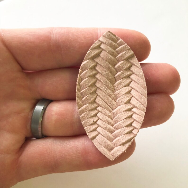 PERFECT PEACH Braided Genuine Leather Leaf Shape Teardrop | Etsy