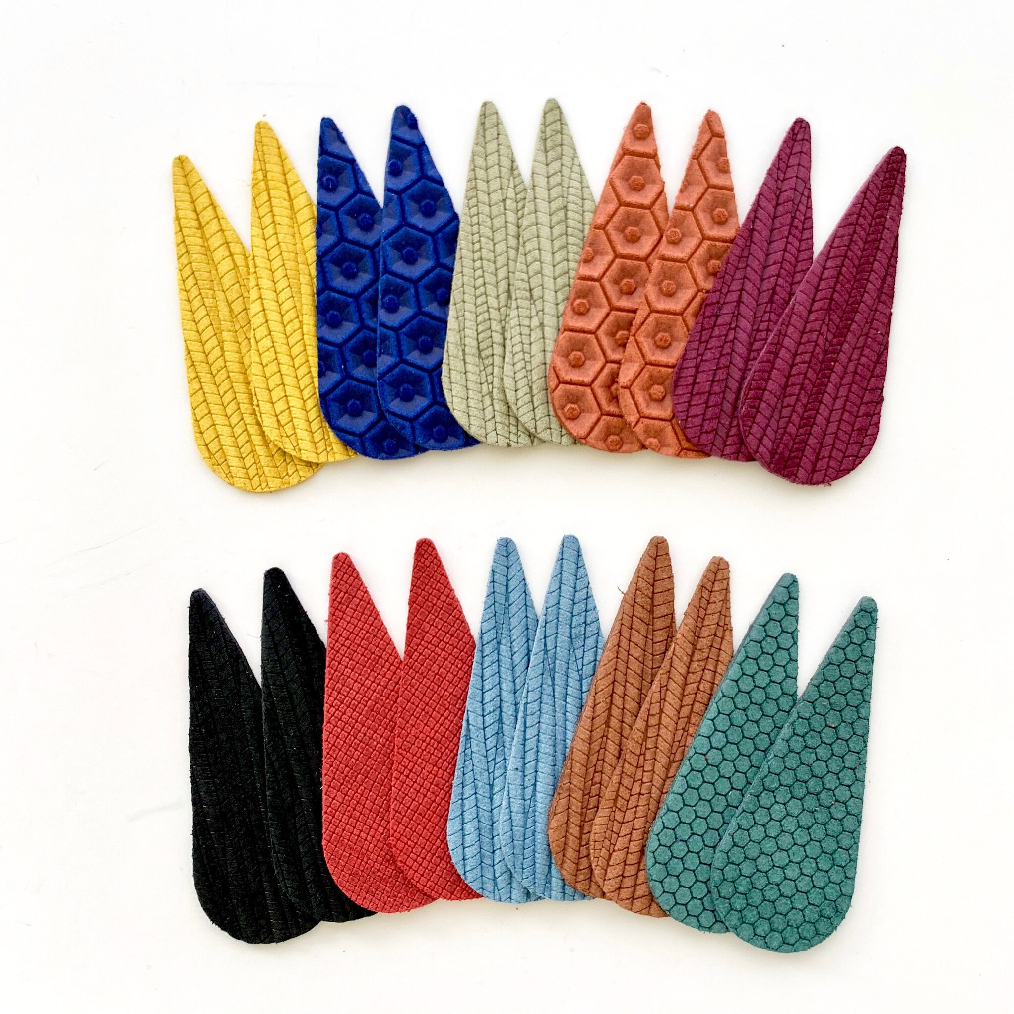 Leather Circle Teardrop DIY Sample Pack Fall Colors Embossed | Etsy