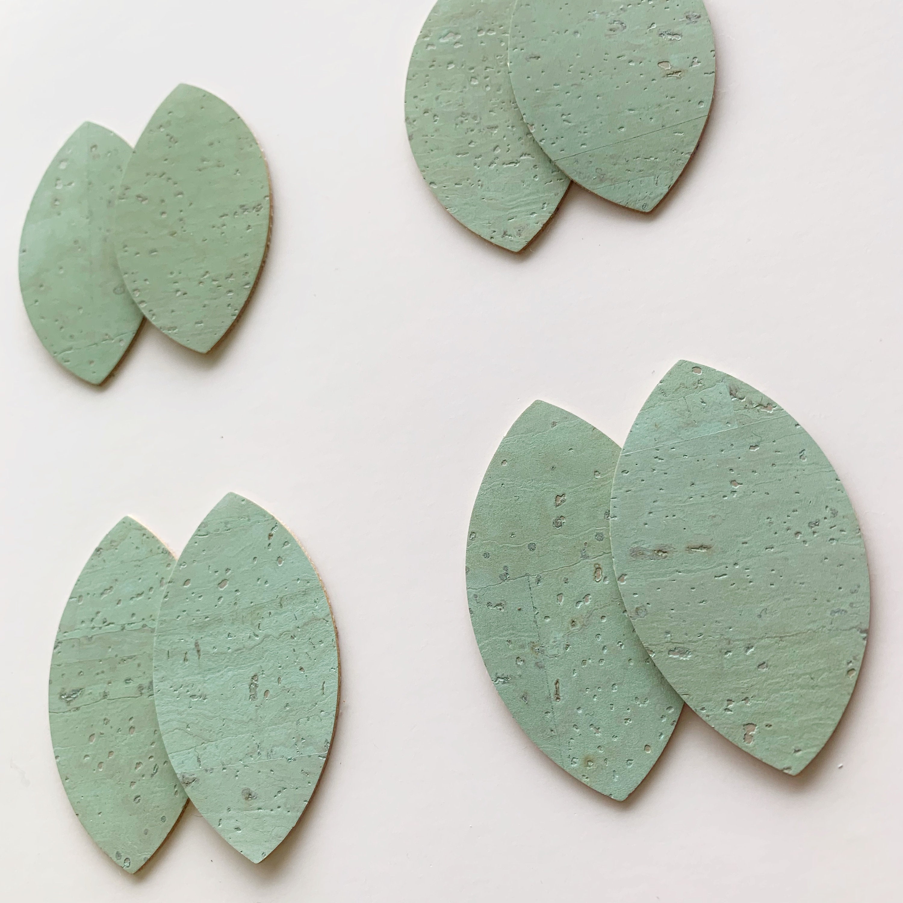 Rose Gold Cork LEAF Shape 4 Pair Cork Fabric Teardrop Earring - Etsy