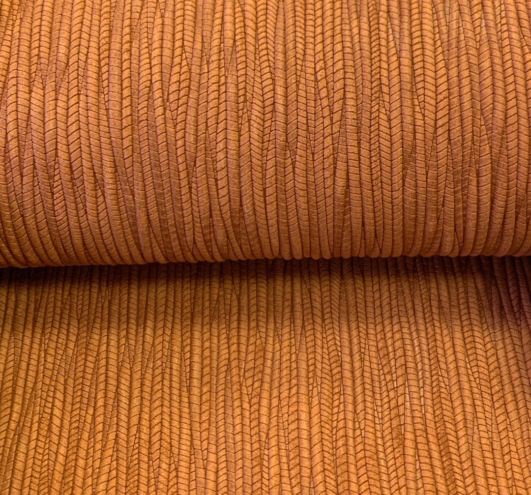 Rust Color Genuine Leather 6x8" Sheet for Earrings - Palm Leaf Embossed ...