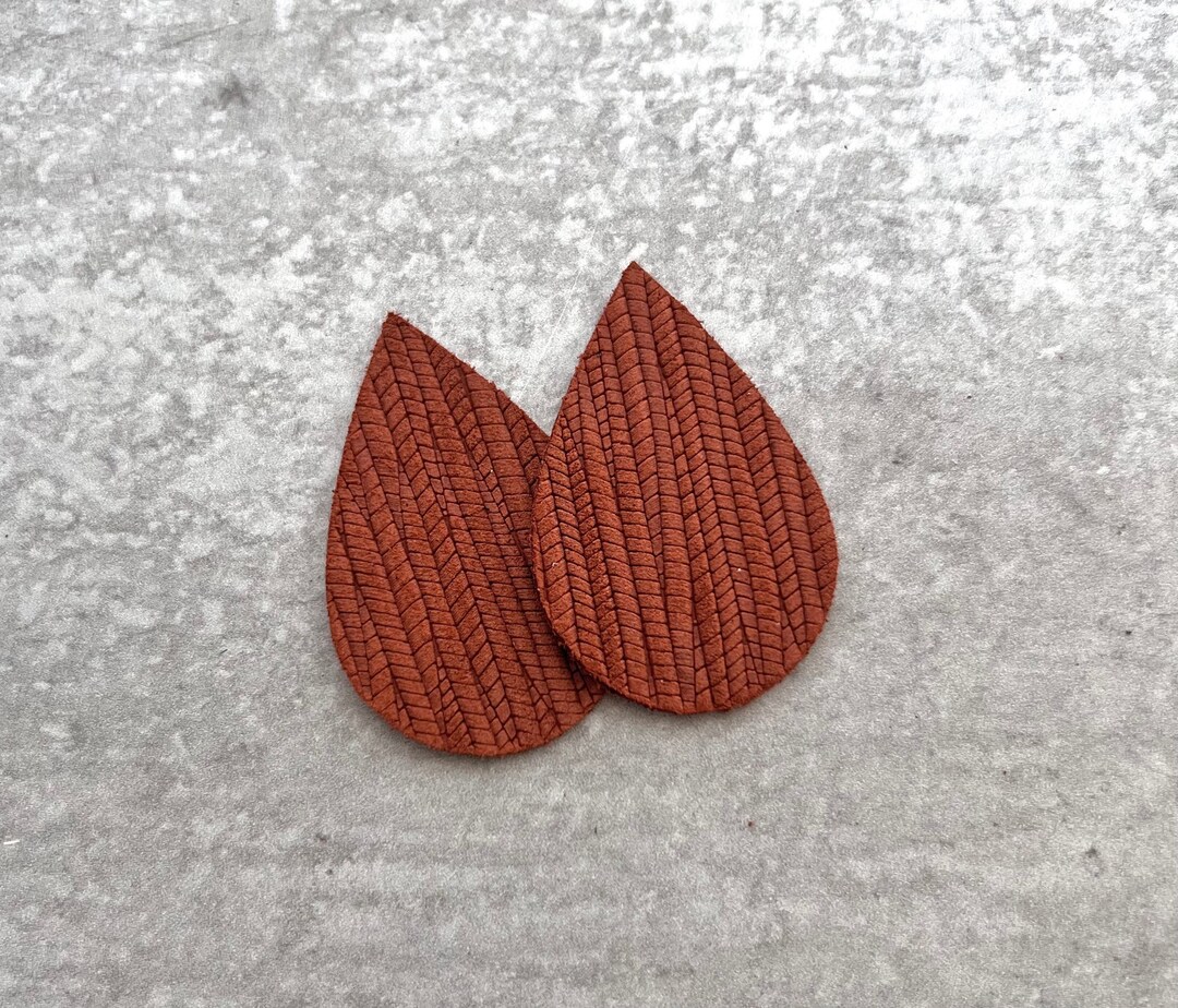 Rust Leather Pre Cuts for Fall Teardrop Shape Earring Blanks - Etsy