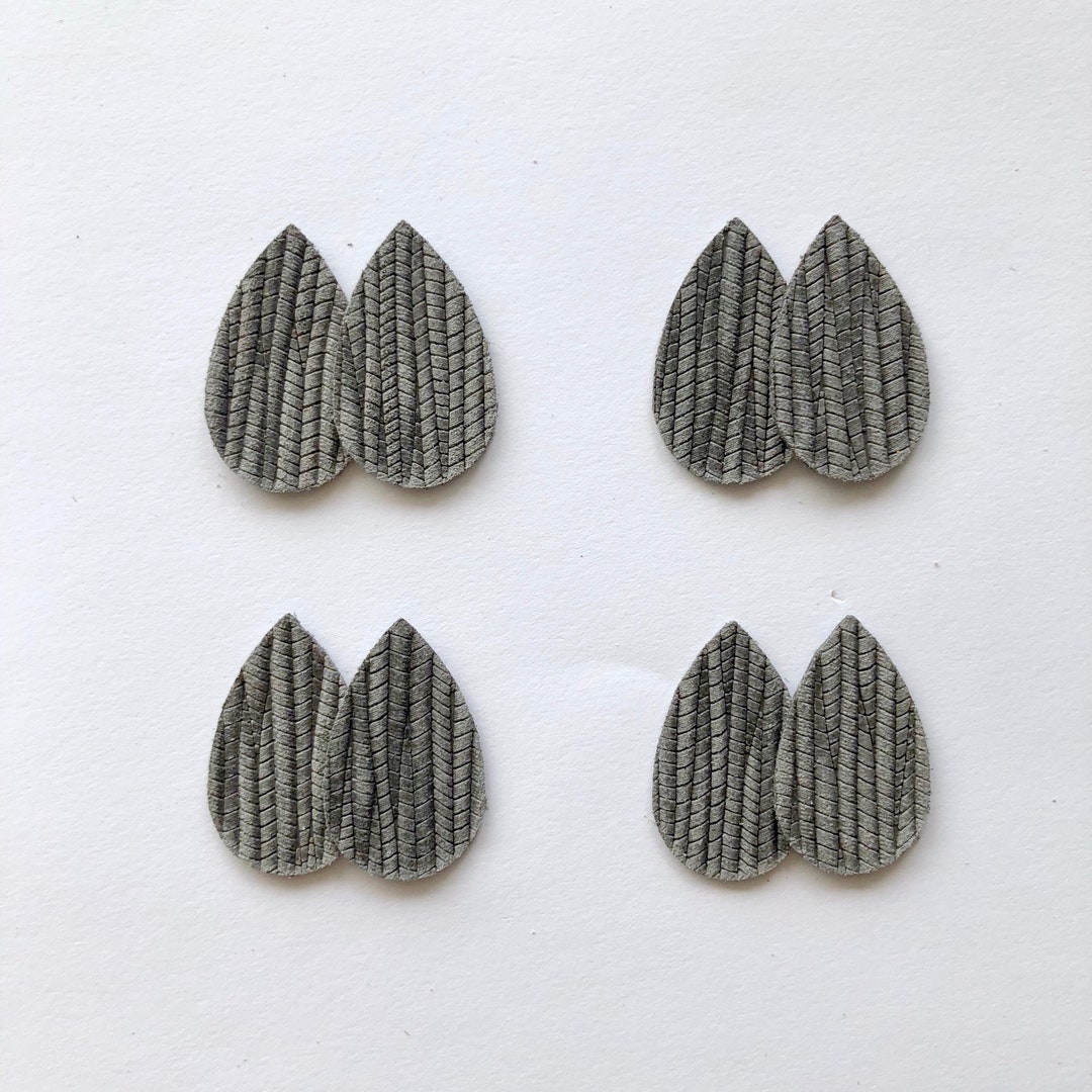 TINY SMALL Ash Gray Palm Leaf Leather Teardrop Earring Supplies, 4 Pair ...