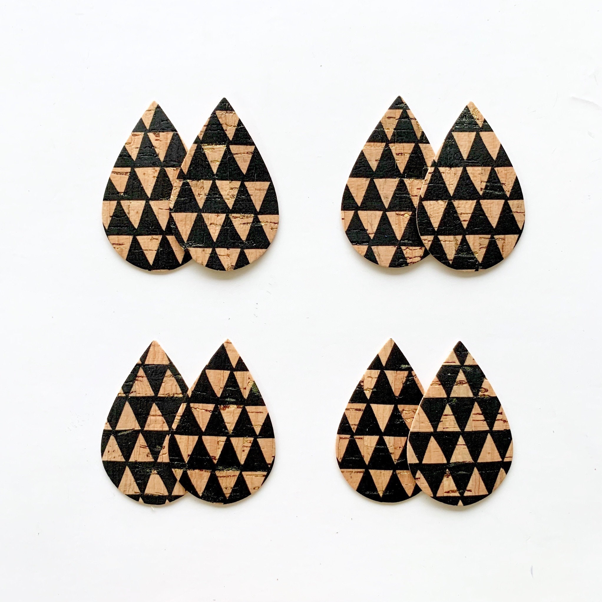 NEW Modern Black Triangles Geometric Cork Fabric Teardrop | Etsy