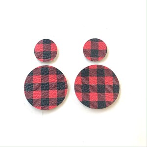 Red and Black Buffalo Plaid With Black Luxe Double Circle Earring ...