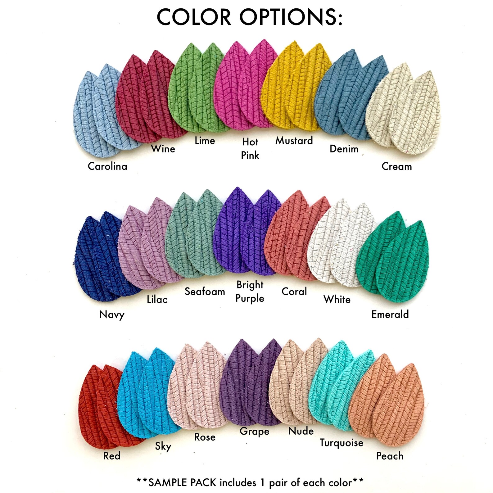 Tiny Small FALL 2020 COLORS Leather Teardrop Sample Pack Palm | Etsy