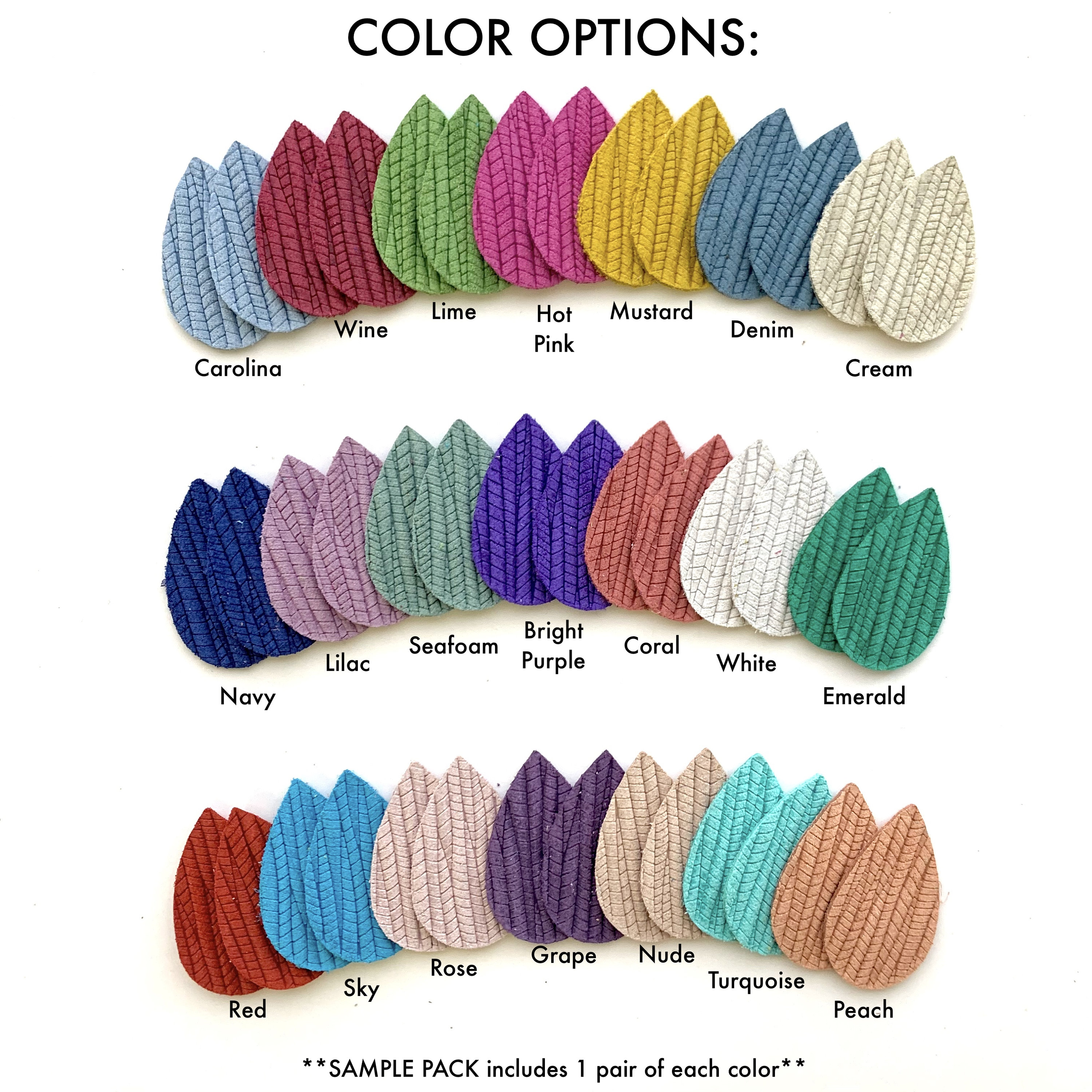 Tiny Small FALL 2020 COLORS Leather Teardrop Sample Pack Palm | Etsy