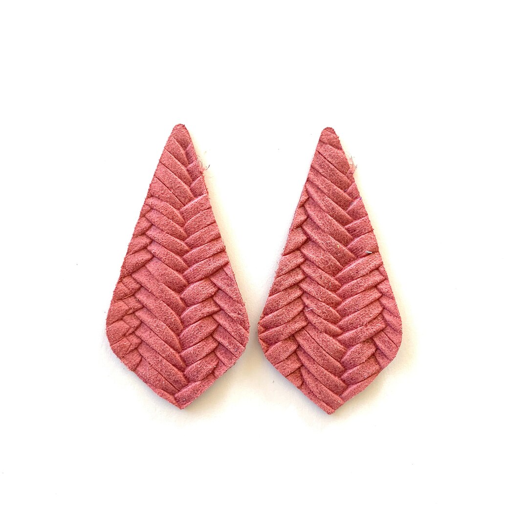 New! CORAL PINK Fishtail Braided Leather POINTED Teardrops, New Shape ...