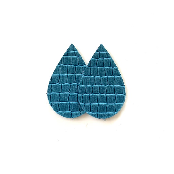 NEW Dark Teal Gecko Skin Embossed Leather Teardrop DIY | Etsy