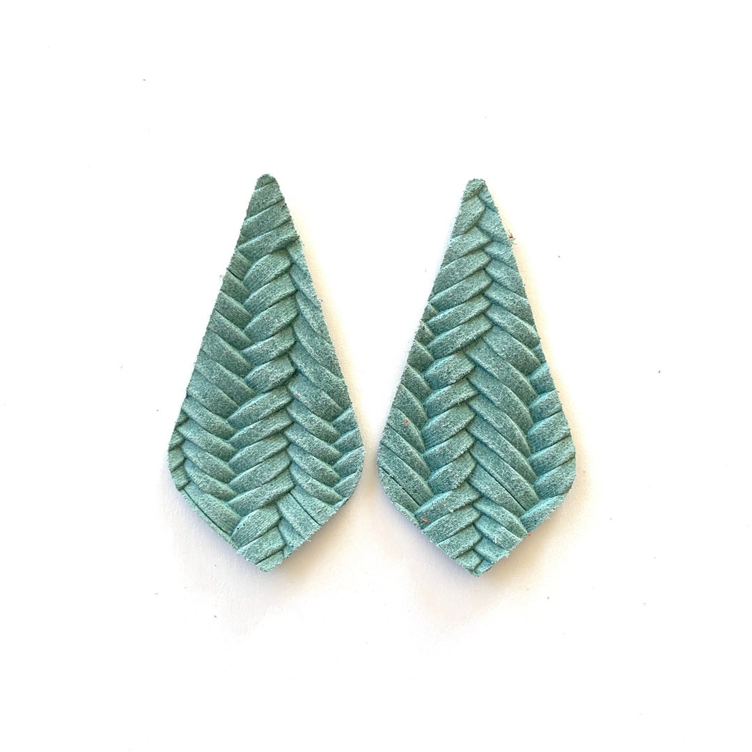 New SEAFOAM GREEN Fishtail Braided Leather POINTED Teardrops, New Shape ...
