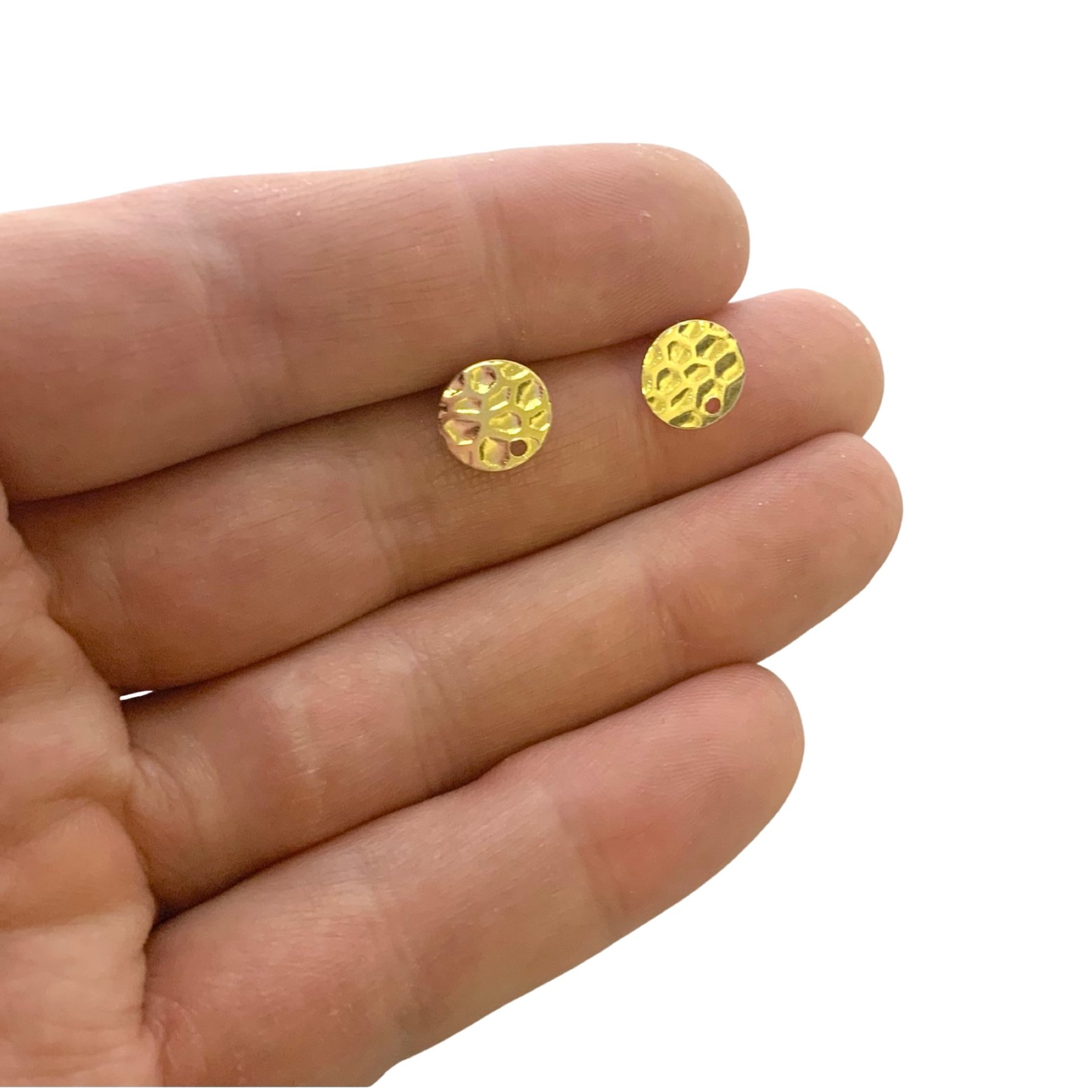 New 10mm Gold Plated Hammered Earring Posts Connectors - Etsy