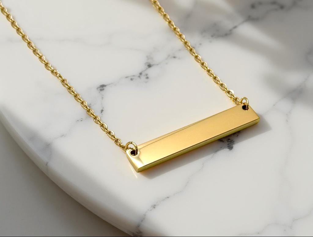 Bar Necklace Blanks for Laser Engraving, Gold Silver Horizontal Bar ...
