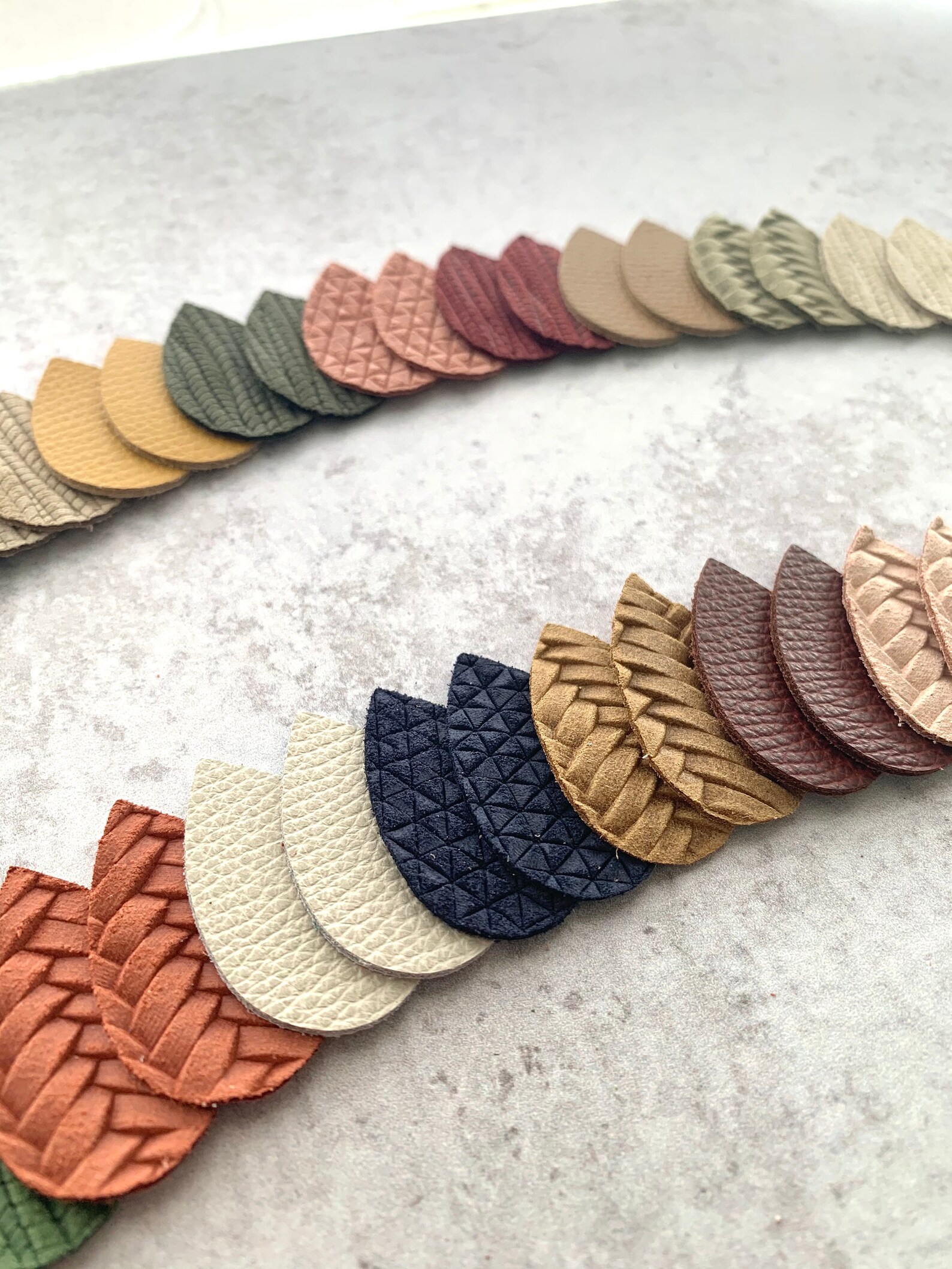 New! Autumn Fall Earth Tones Colors Leather TINY Teardrop Sample Pack ...