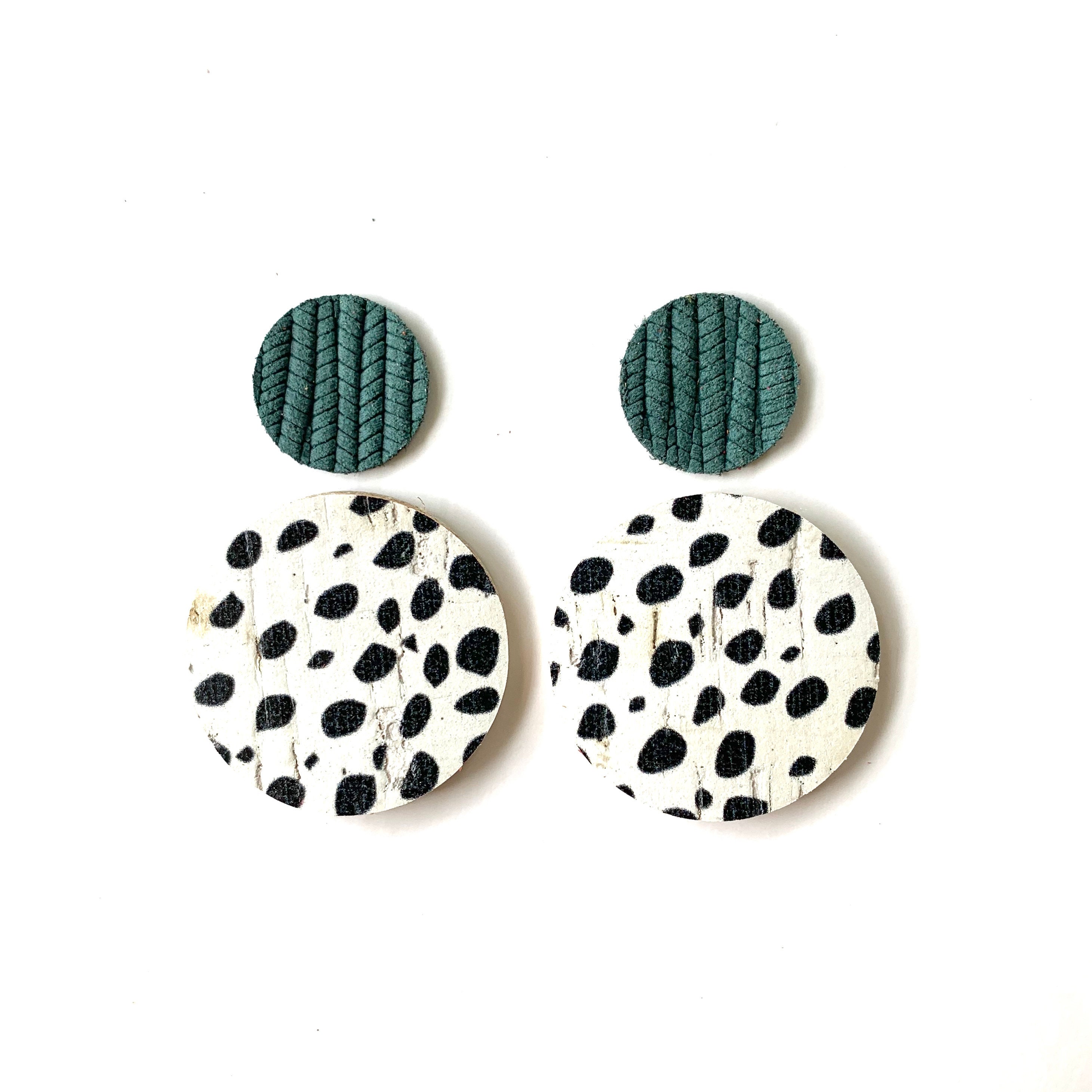 Summer Desert CORK Print and Colorful Tiny Circle Funky Double Earring ...