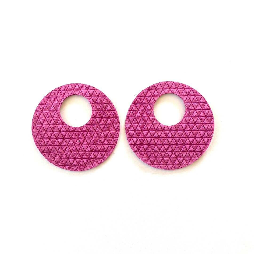 NEW Hot Pink Triangle Embossed Leather Circle Cut-out Earring Blanks ...