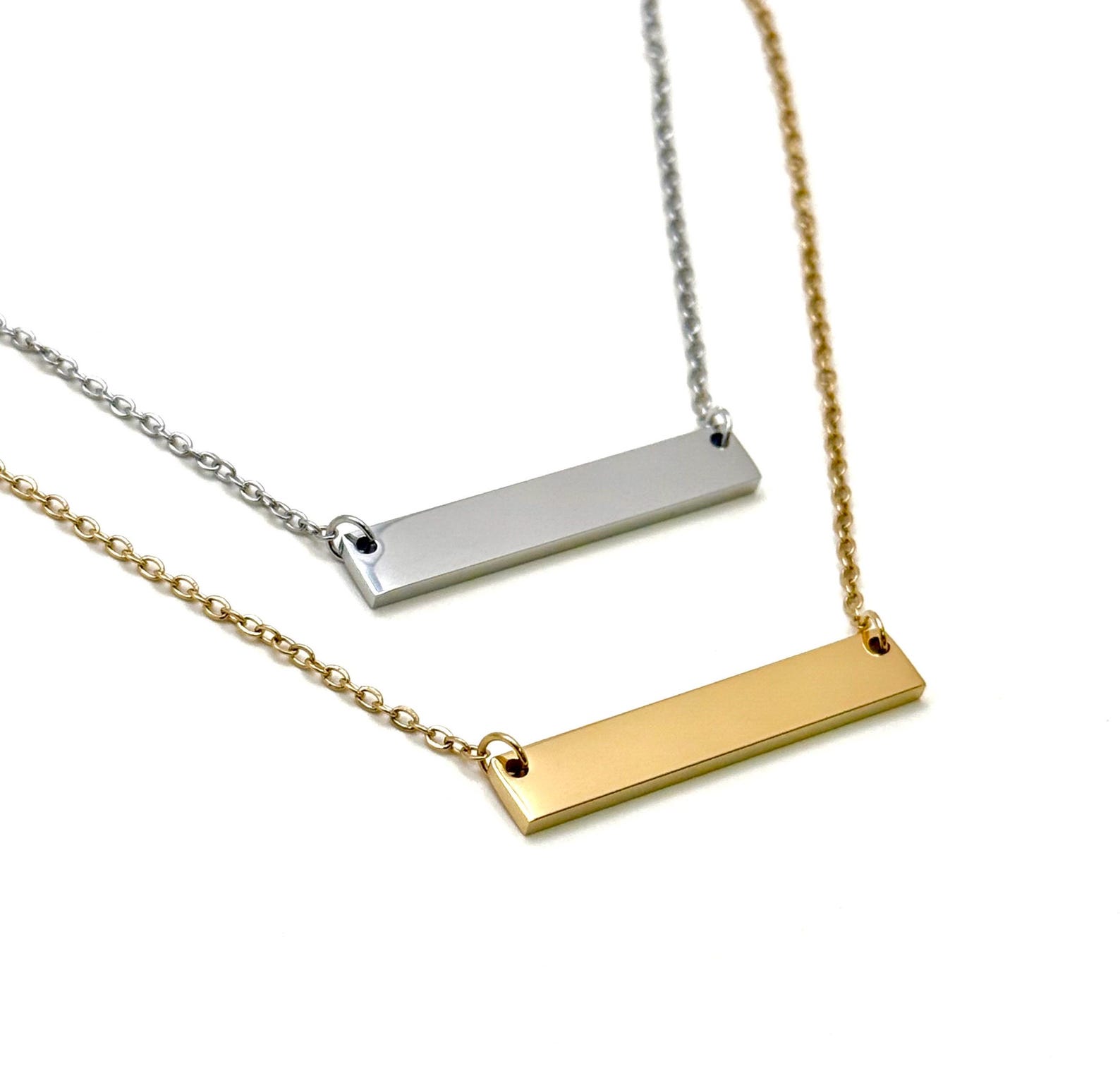 Bar Necklace Blanks for Laser Engraving, Gold Silver Horizontal Bar ...