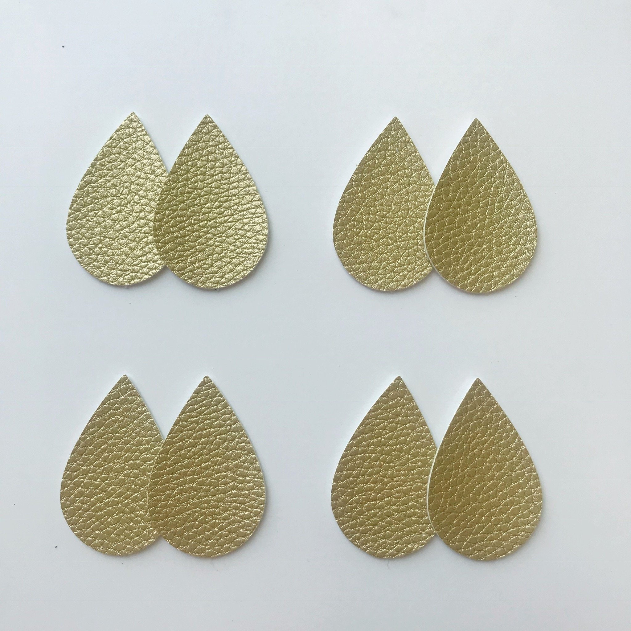 Metallic Gold Faux Leather Teardrop Shapes for Earrings, 4 Pairs Vegan ...