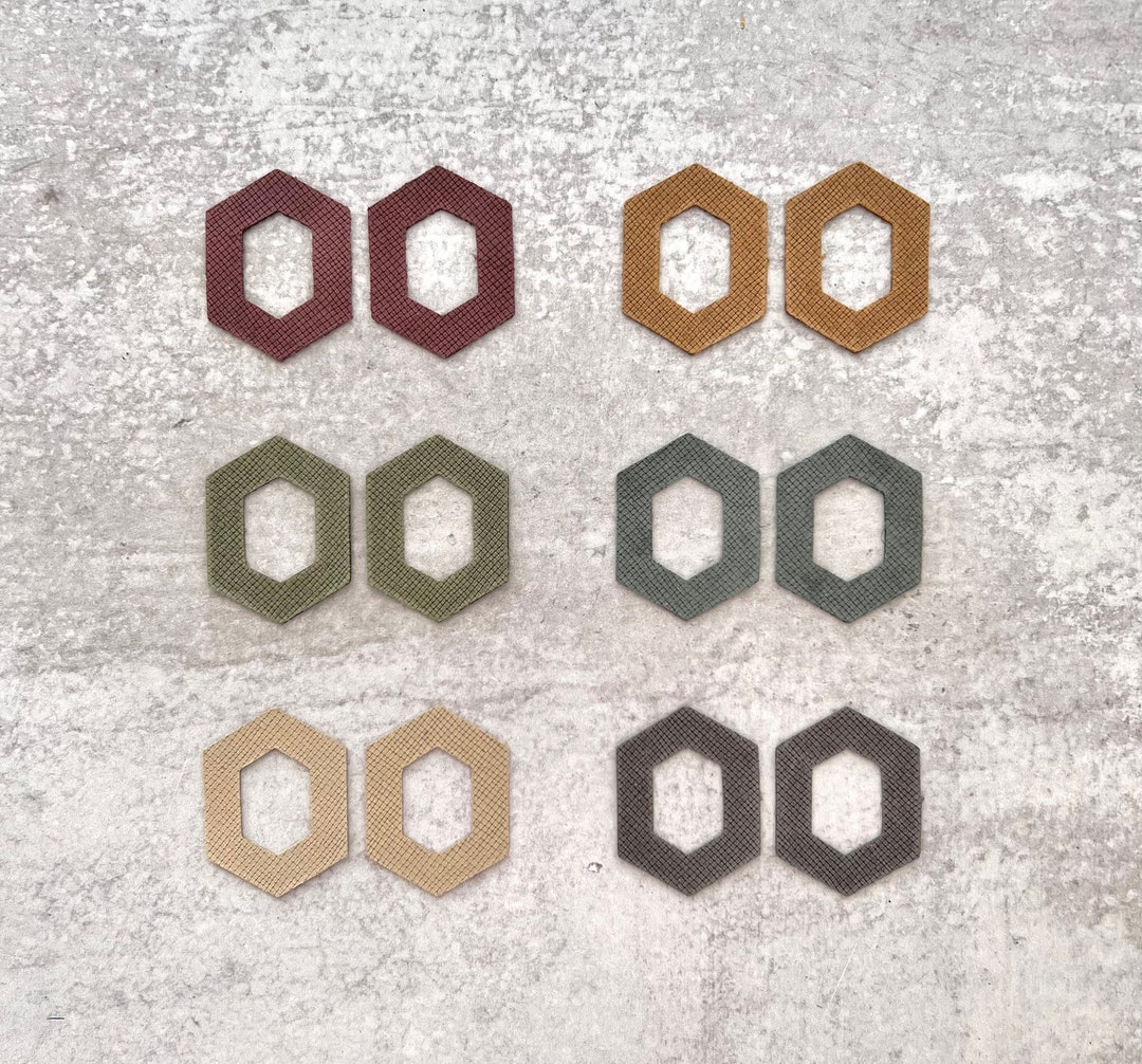 Fall 2022 Hexagon Leather Earring Blanks Precuts, Muted Neutral Earth ...