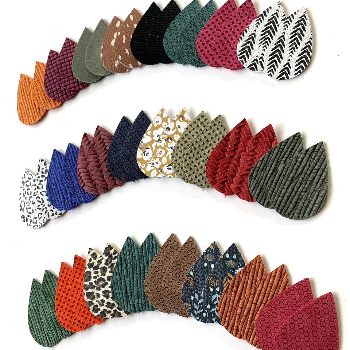 NEW! FALL 2021 Colors Leather Teardrop Sample Pack, Mustard Rust Plum ...